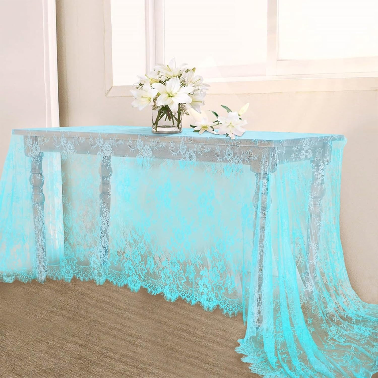 CAILDANL White Lace Tablecloth 60 X120 Inches Rectangle Vintage ...