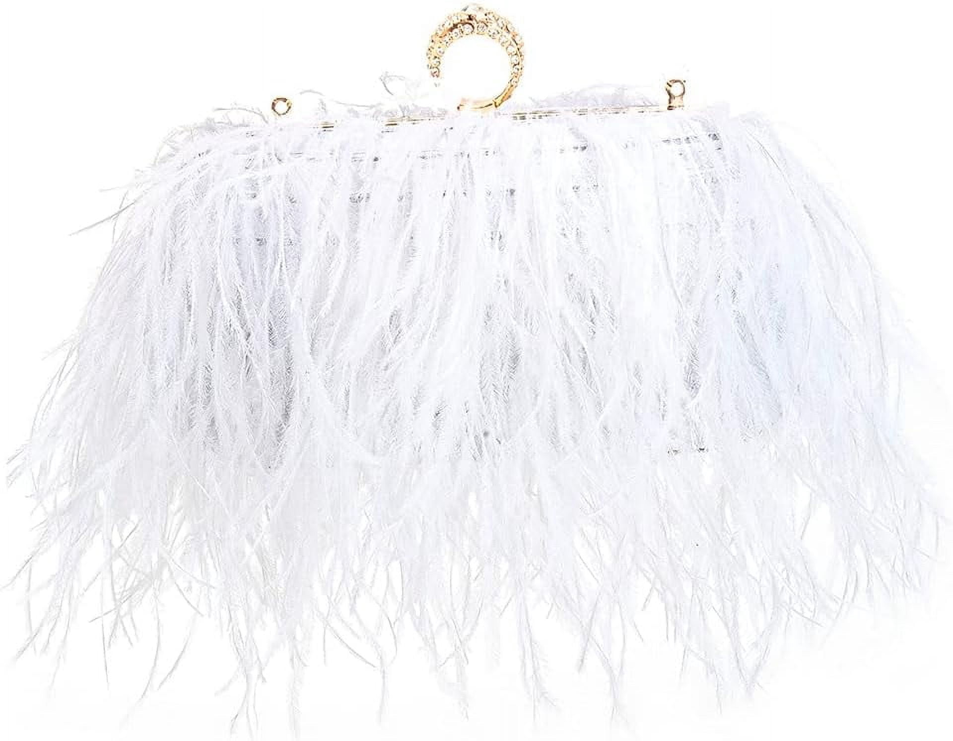 CAILDANL Women Real Natural Ostrich Feather Evening Bags Purses Clutch ...