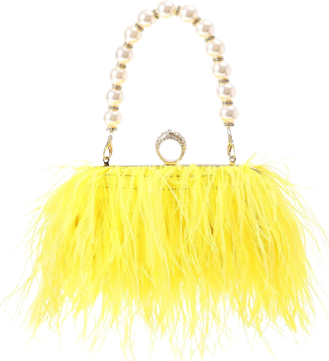 CAILDANL Women Real Natural Ostrich Feather Evening Bags Purses Clutch ...