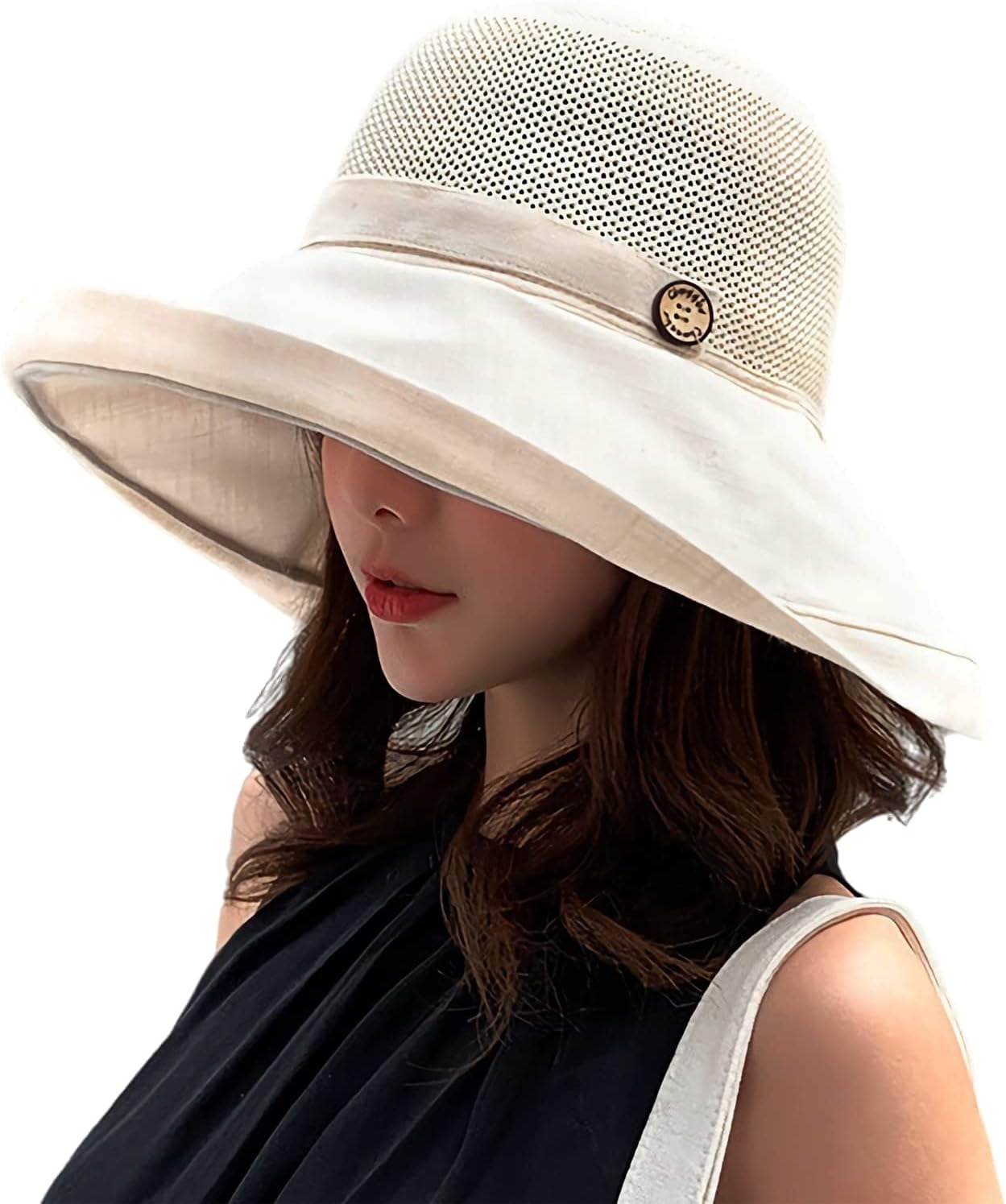 CAILDANL Women Wide Brim Sun Hats Metal Wired Edge Summer UV Protection Beach Fishing Hat for ...