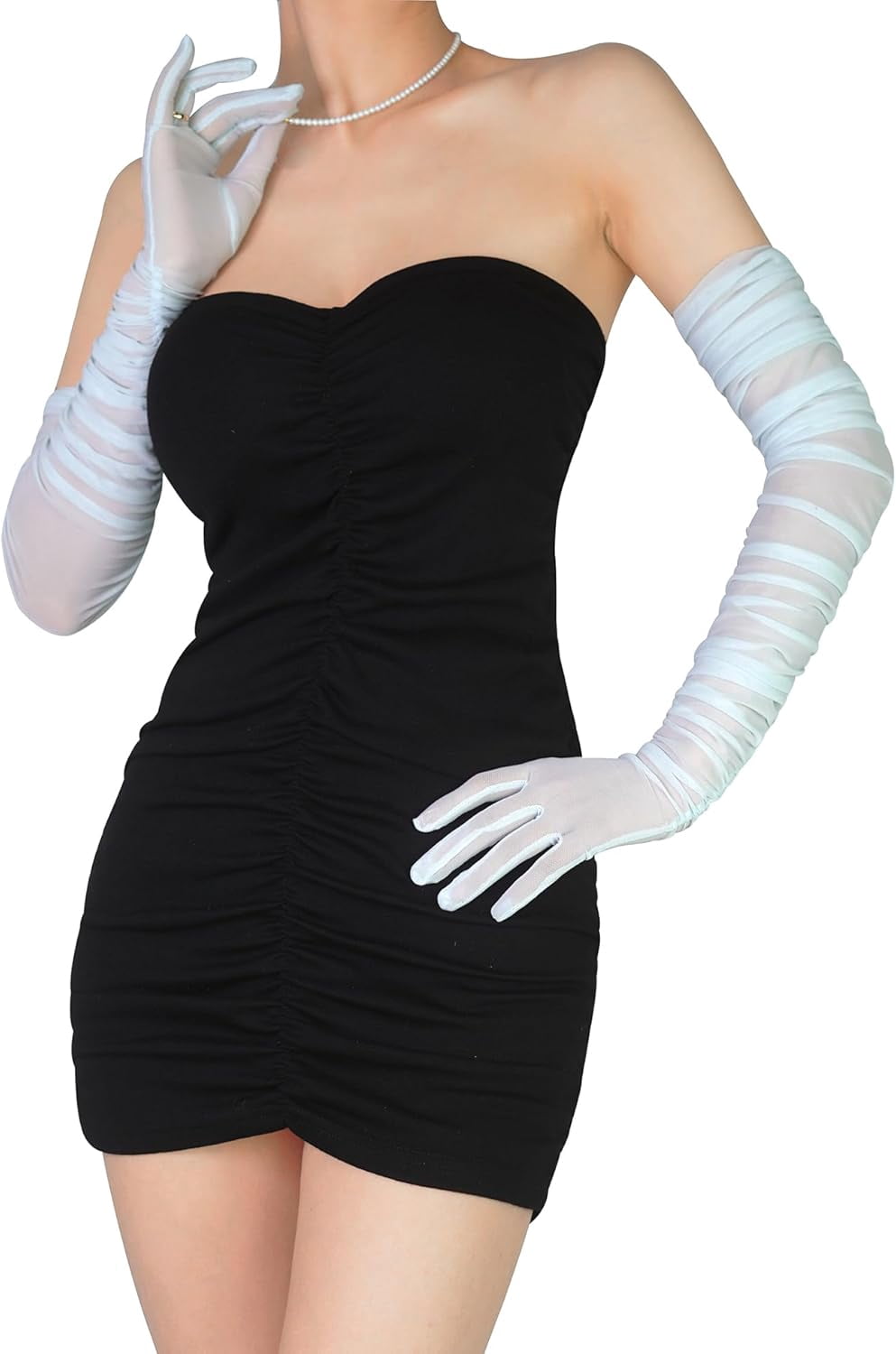 CAILDANL Women's Sexy Sheer Gloves Mesh Tulle Super Long Gloves Opera ...