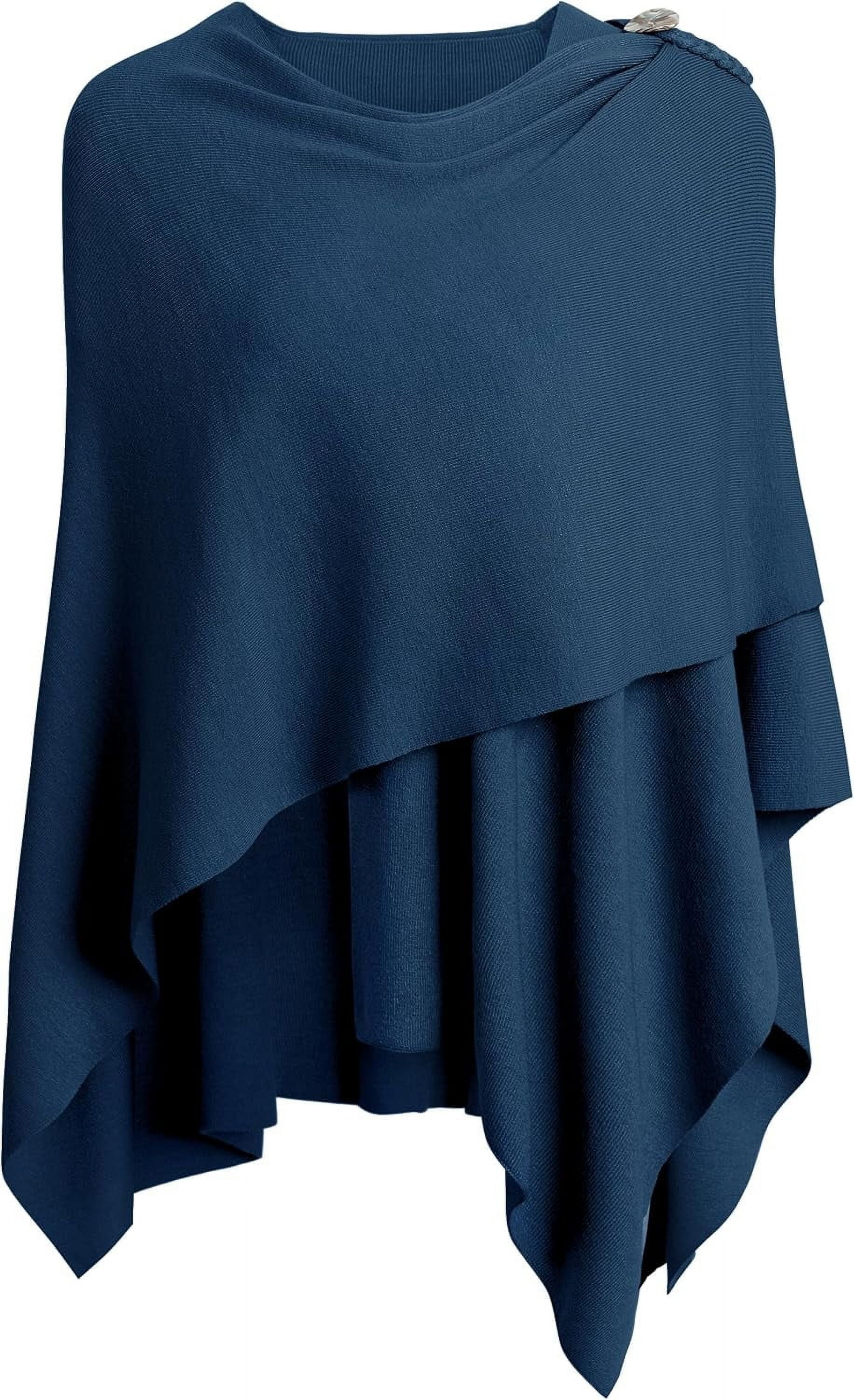 CAILDANL Womens Large Cross Front Poncho Sweater Wrap Topper Knitted Elegant Shawls Cape for ...