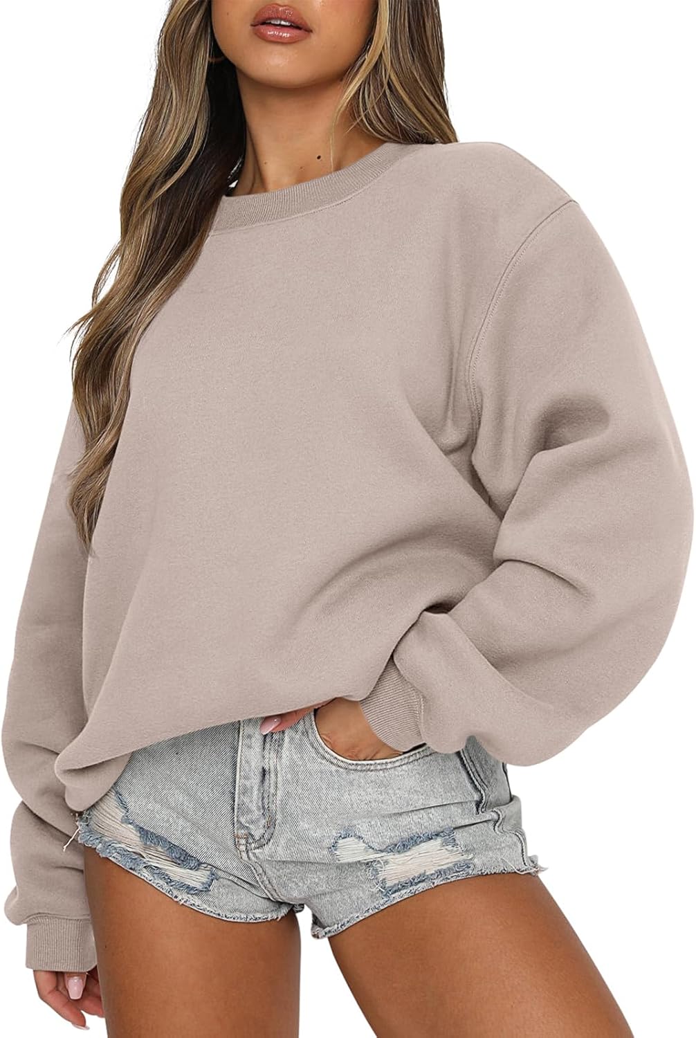 CAILDANL Womens Sweatshirts Crewneck Fleece Oversized Pullover Sweaters ...