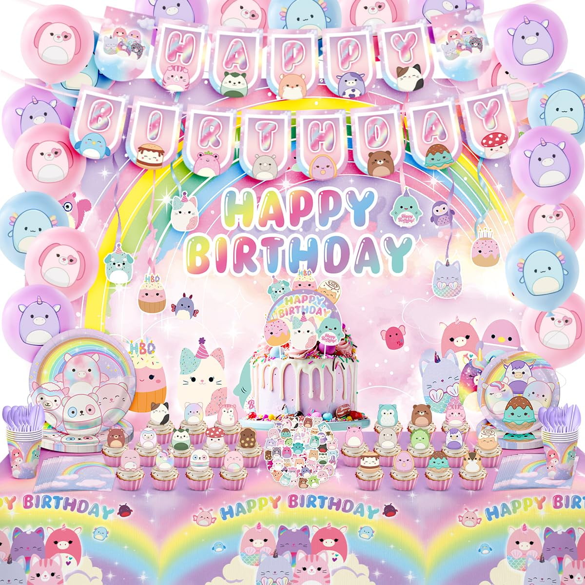 CAILESS Kawaii Squish Birthday Decorations, Cute KKS1 Kitty Animal ...