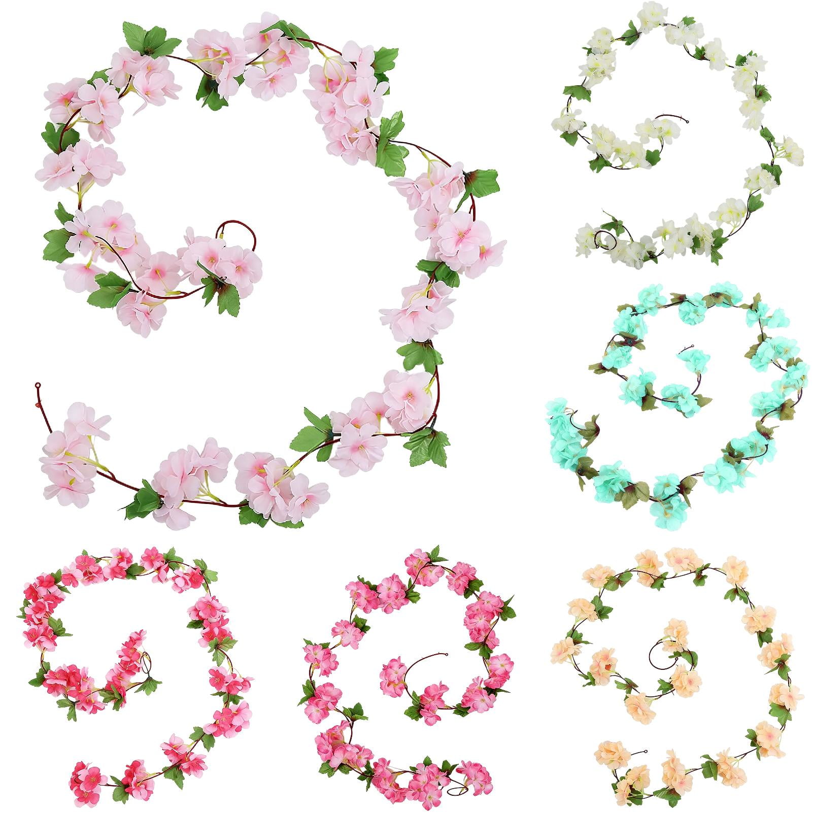 CAIMYY 6Pcs Flexible Pink White Cherry Blossom Garland Vine For Shower ...