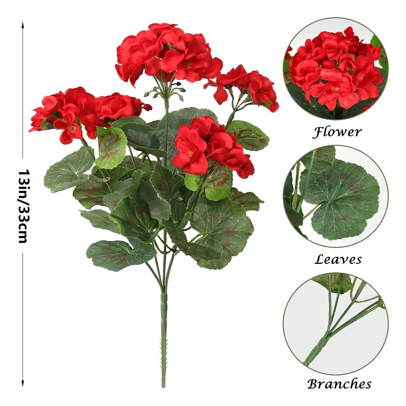 CAIMYY Artificial Begonia Flowers - Realistic Faux Geranium Bouquet ...