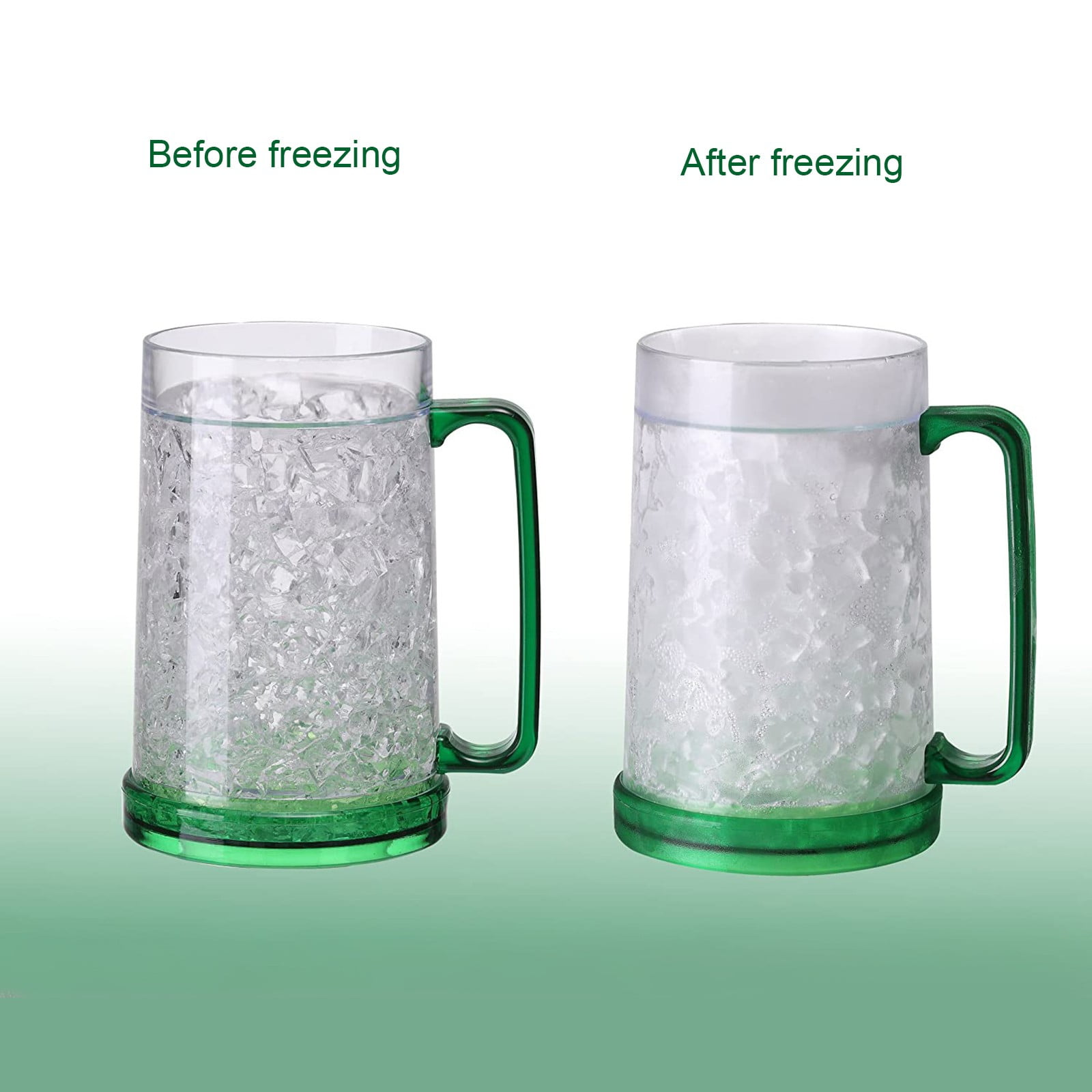 CAIMYY Double Wall Insulated Beer Mug - Freezable Gel Cooling Cup for ...
