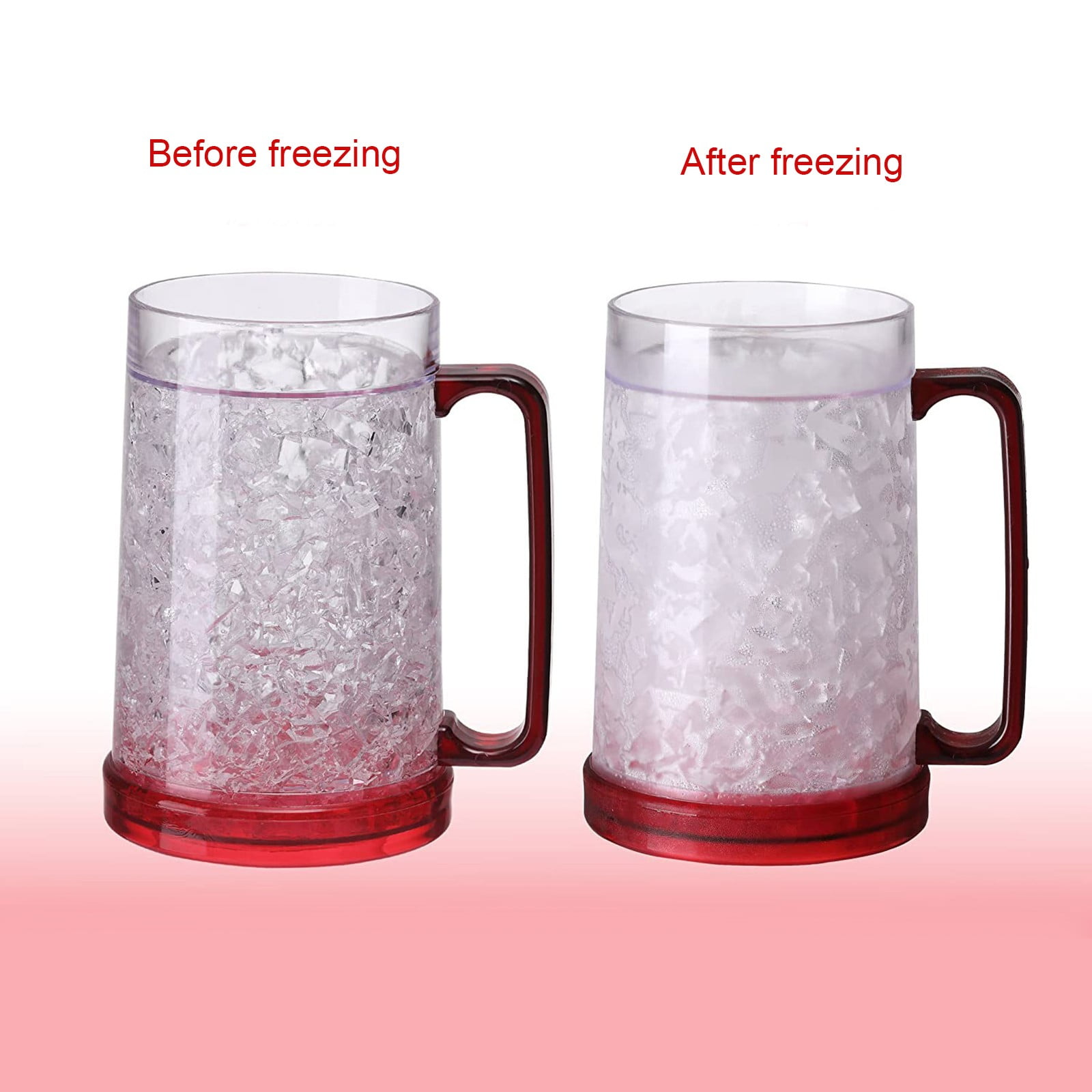 CAIMYY Double Wall Insulated Beer Mug - Freezable Gel Cooling Cup for ...