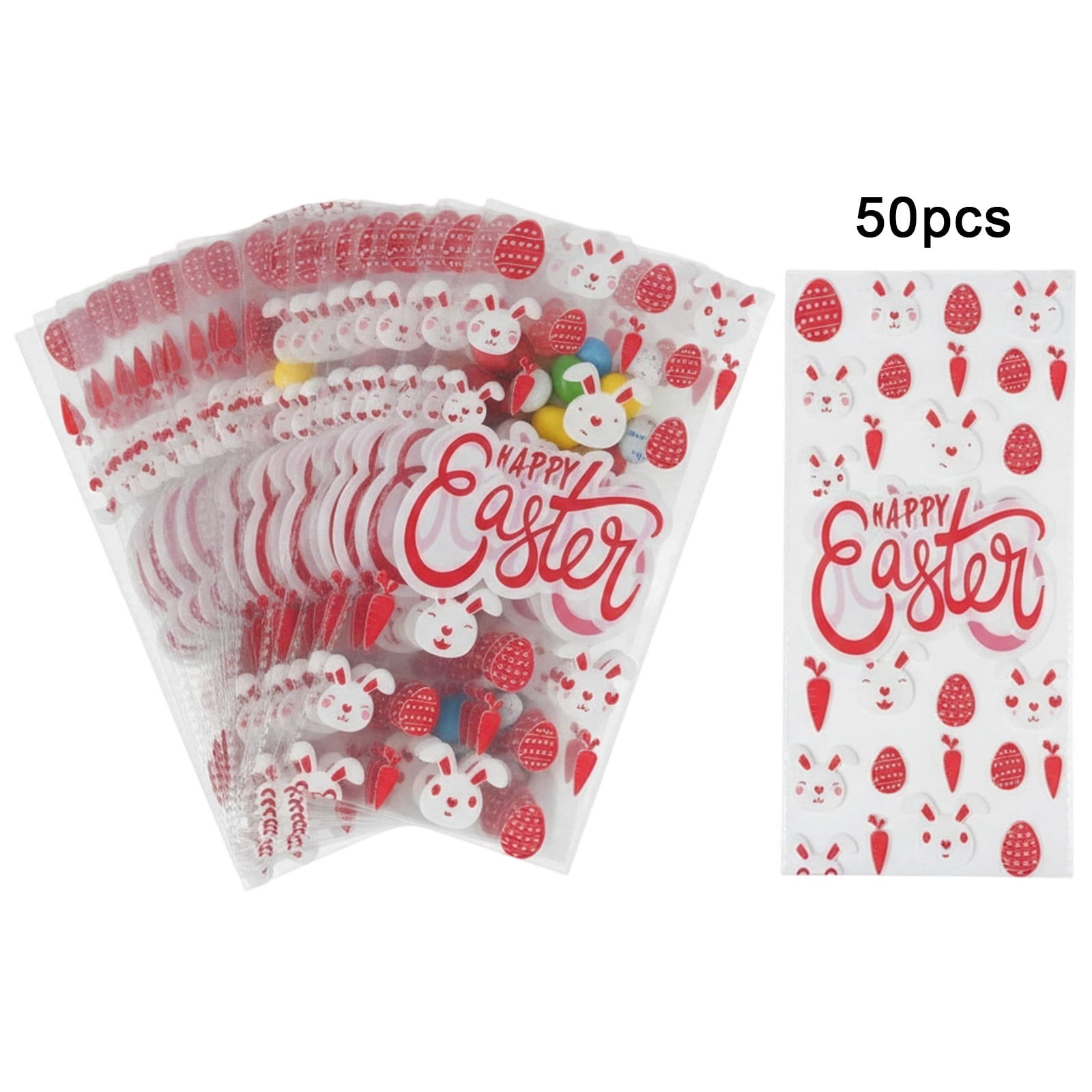CAIMYY Easter Gift Bags Assortment, 50 Pieces Plastic Bags With Ties ...