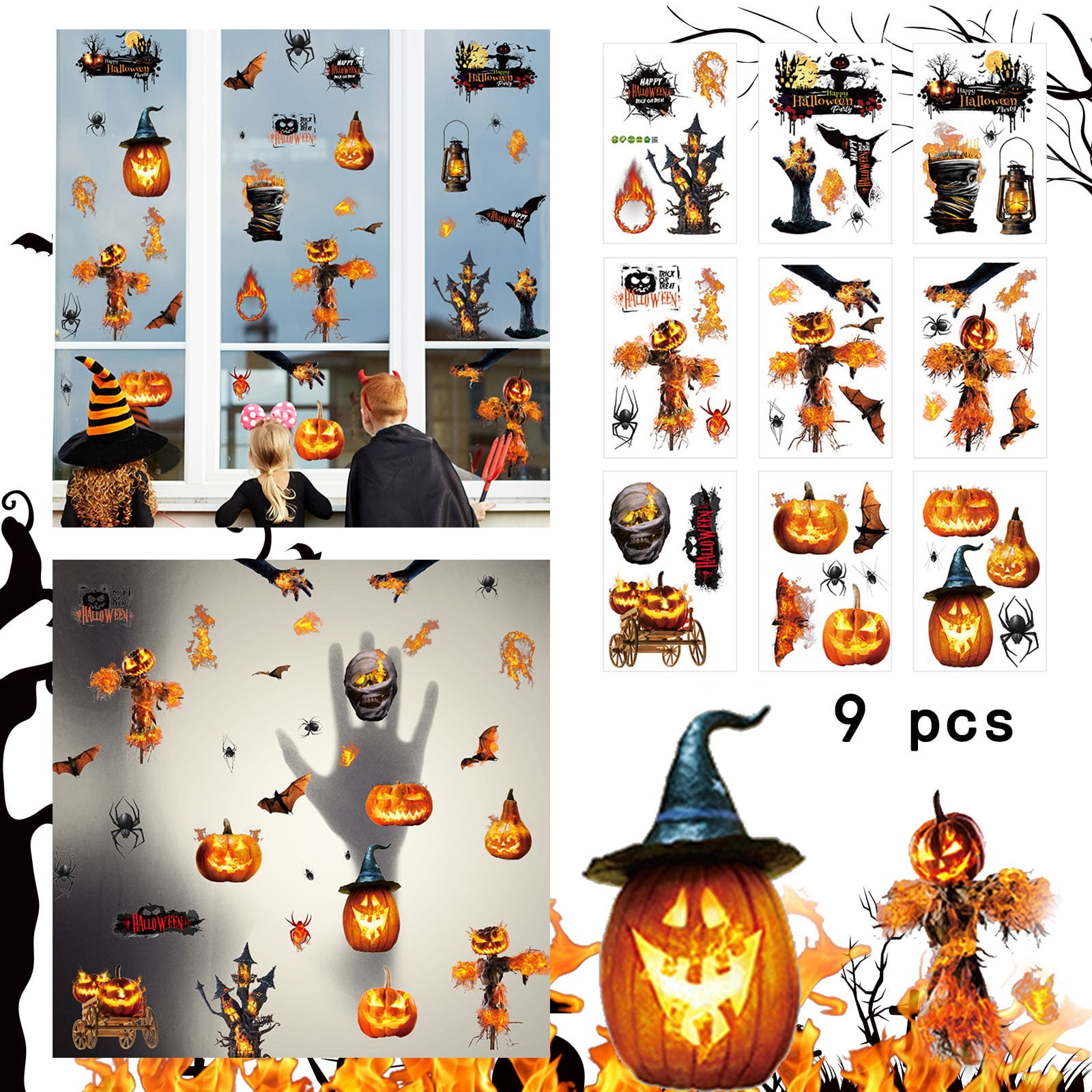 CAIMYY Halloween Static Cling Window Decals - Spooky Bat ...