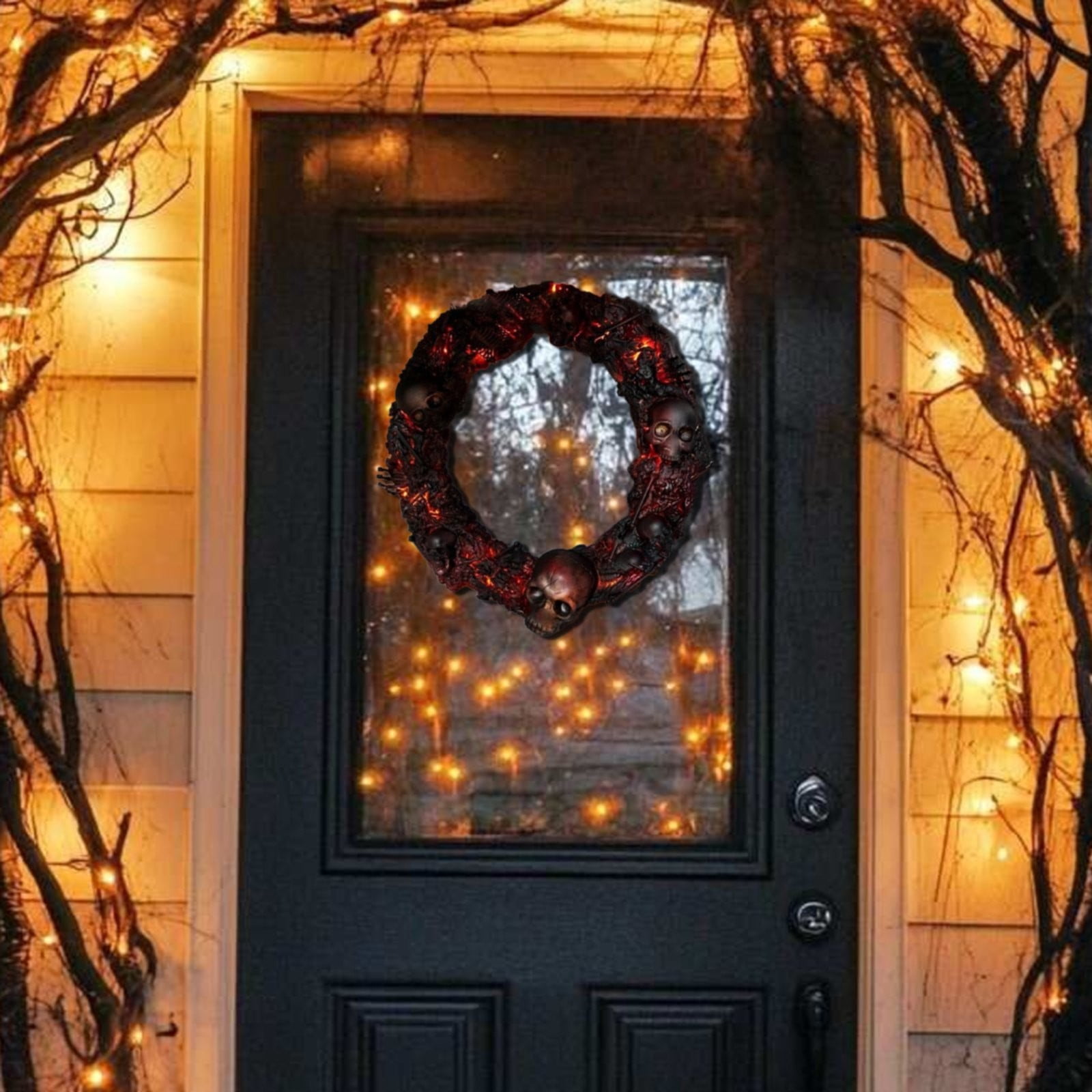 CAIMYY Lava Effect Halloween Wreath - Spooky 3D Door Decor with Glow-in ...