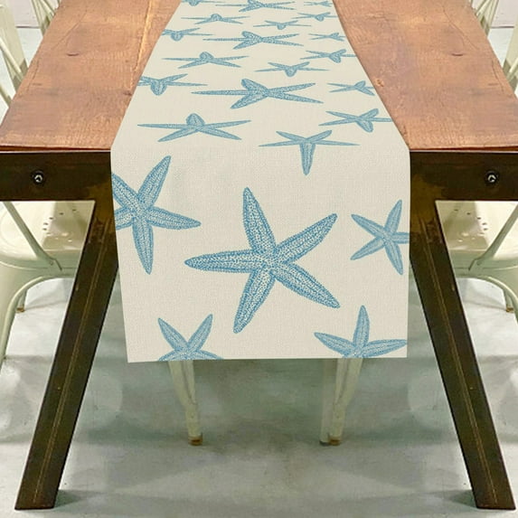 CAIMYY Summer Beach Table Flag Printed Flax Runner for Dining Coffee ...
