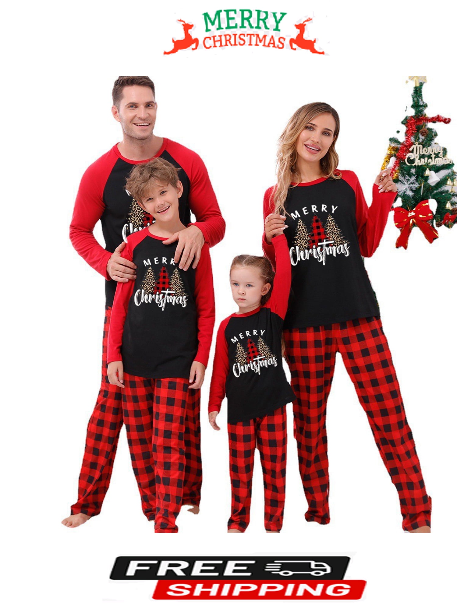 CAITZR Matching Family Pajamas Sets Christmas PJ's Sleepwear Printed ...