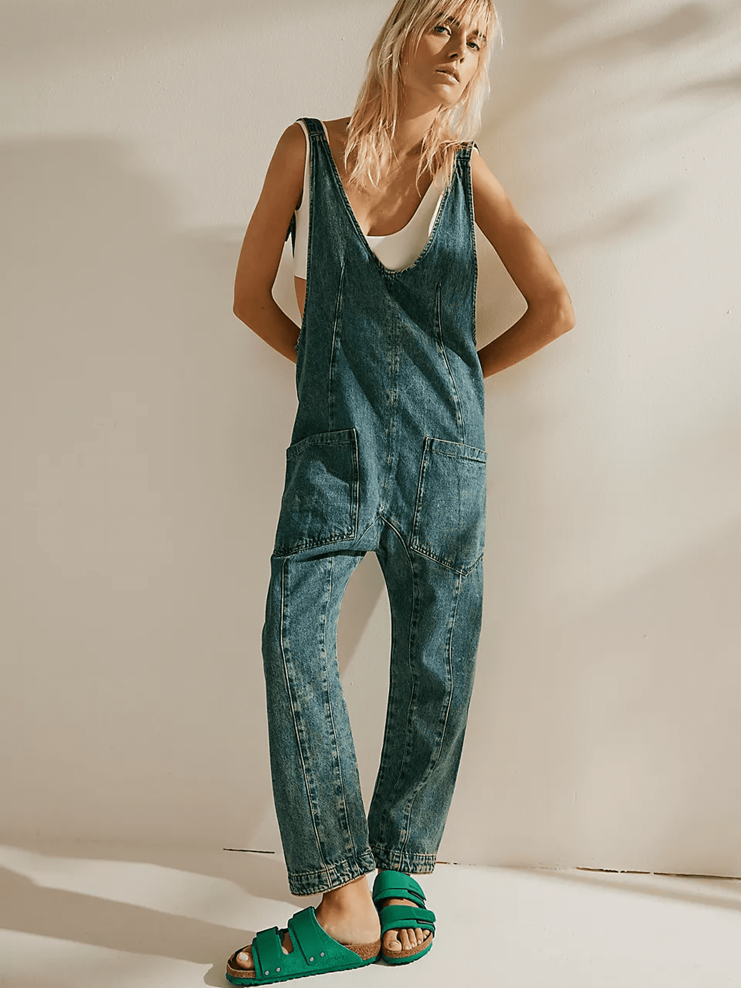 CAITZR Womens Overalls Denim Stretch Straight Leg Jeans Overall Casual ...