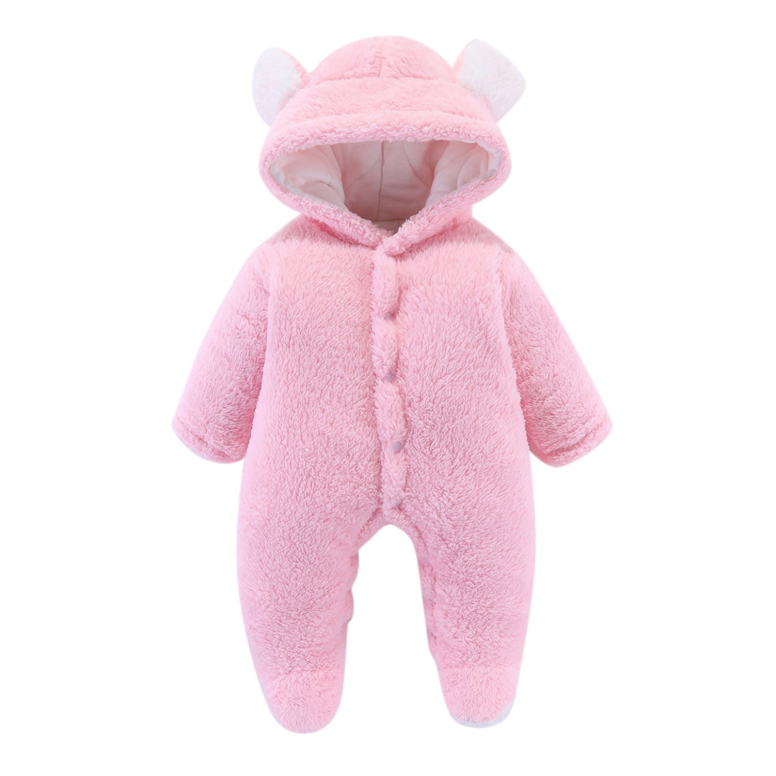 CAIVO Baby Boys Girls Long Sleeve Patchwork Cute Cartoon Bear Hooded O-Neck Romper Jumpsuit ...