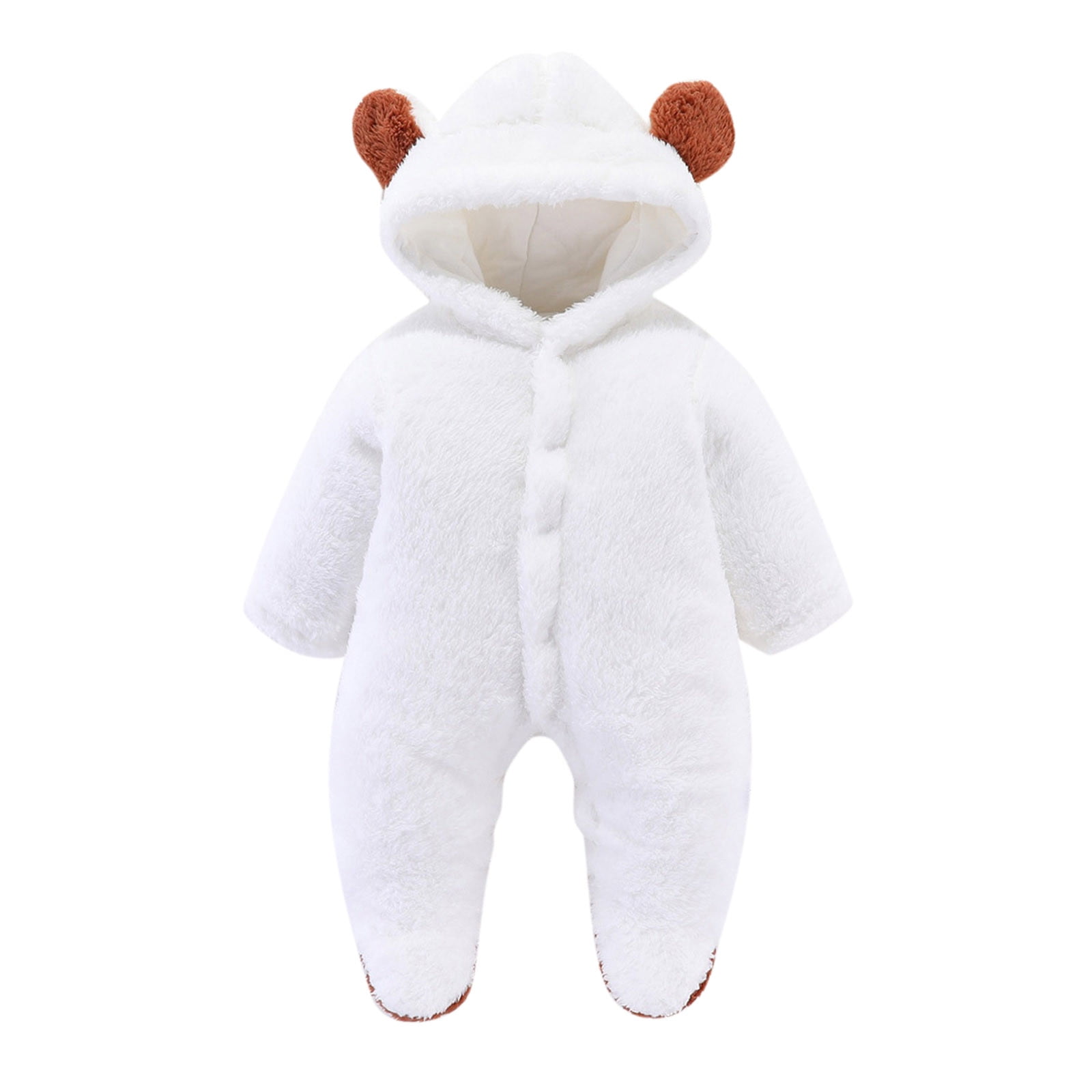 CAIVO Baby Boys Girls Long Sleeve Patchwork Cute Cartoon Bear Hooded O-Neck Romper Jumpsuit ...