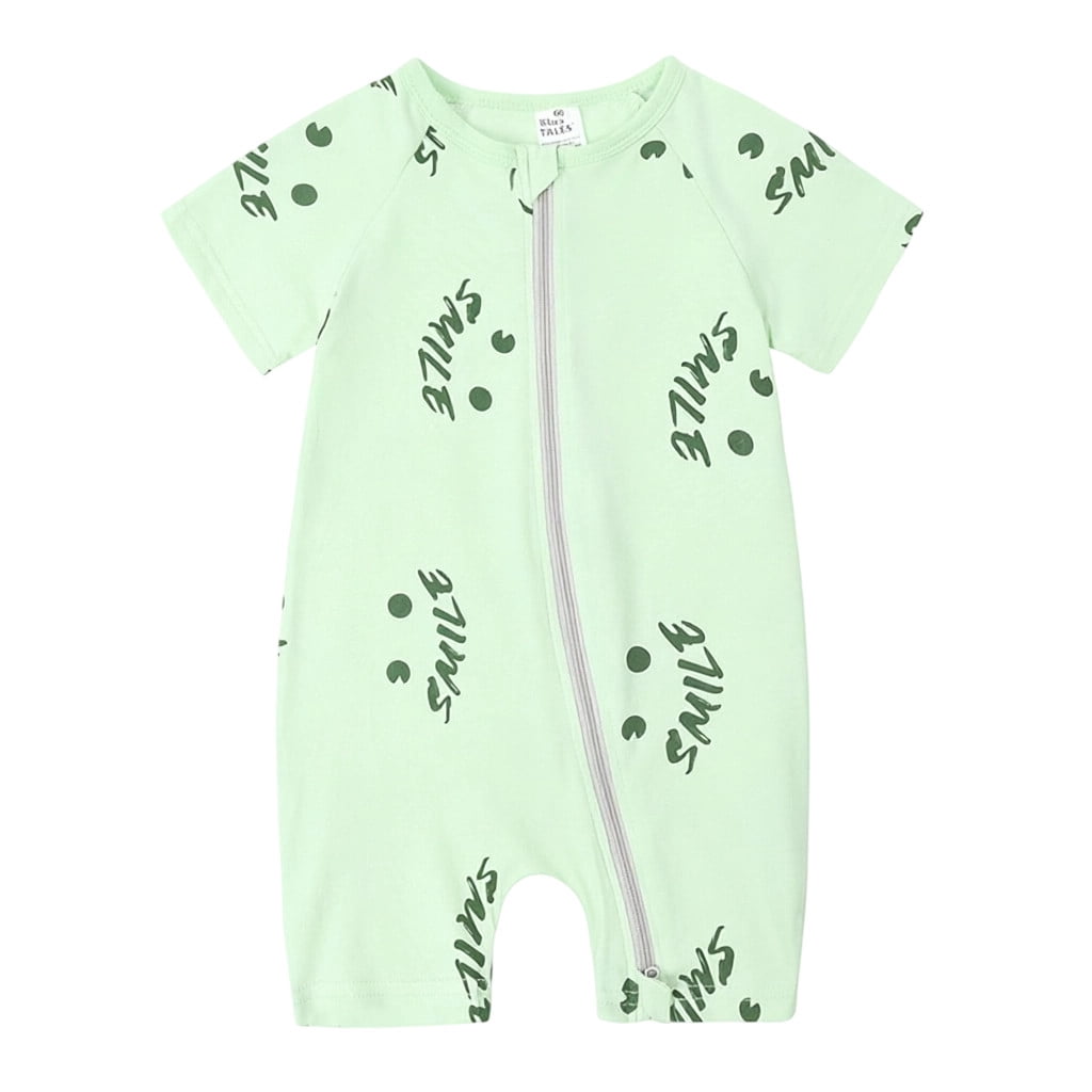 CAIVO Baby Boys Summer Short Sleeve Romper Jumpsuit With Double Zipper ...