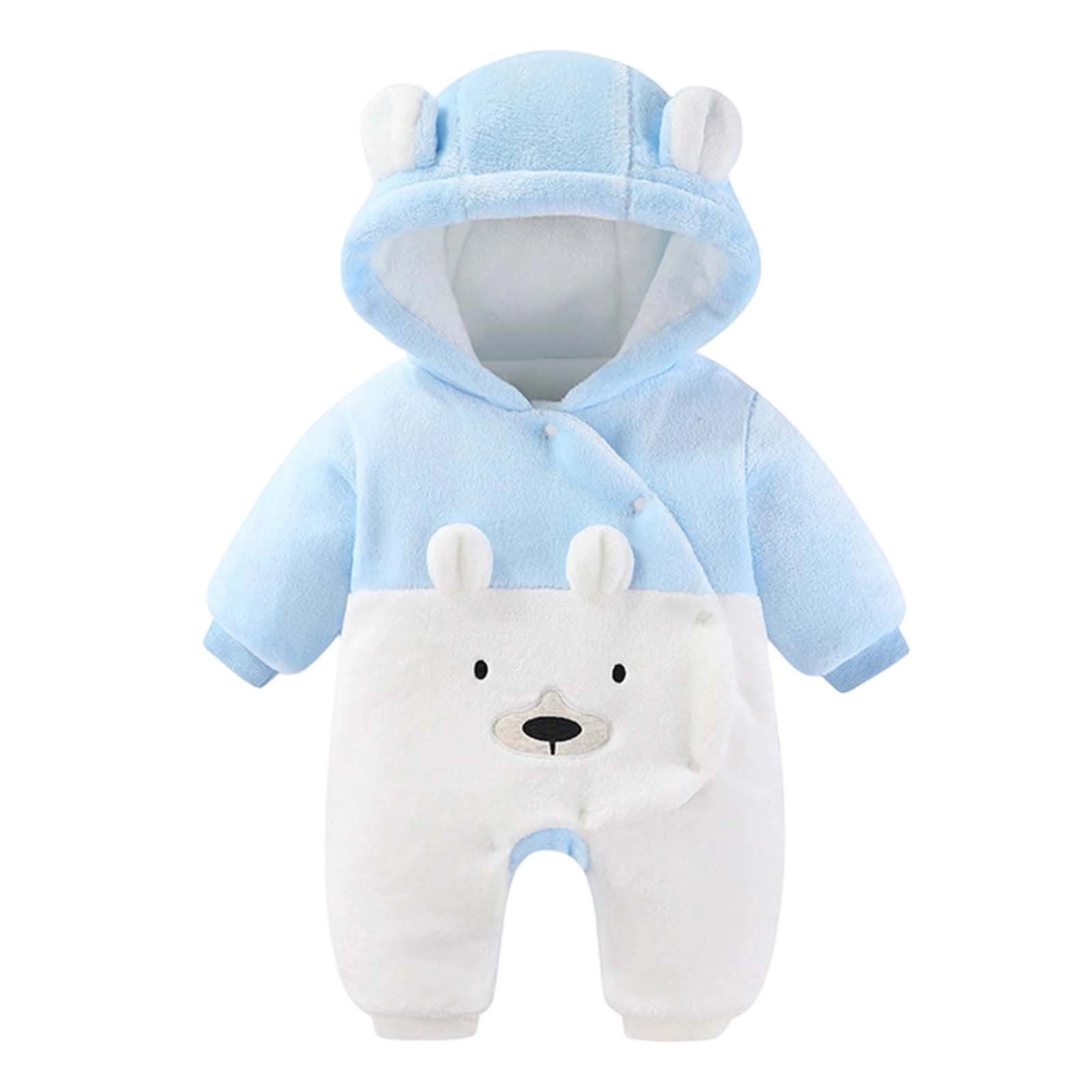 CAIVO Baby Boys Winter Romper Long Sleeve Jumpsuit Warm Lined Soft O ...