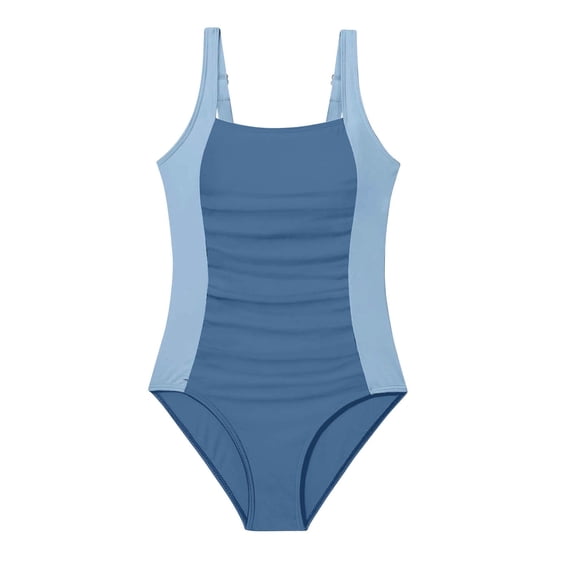 CAIVO Big Girls One-Piece Swimsuit Kids Square Neck Color Block ...