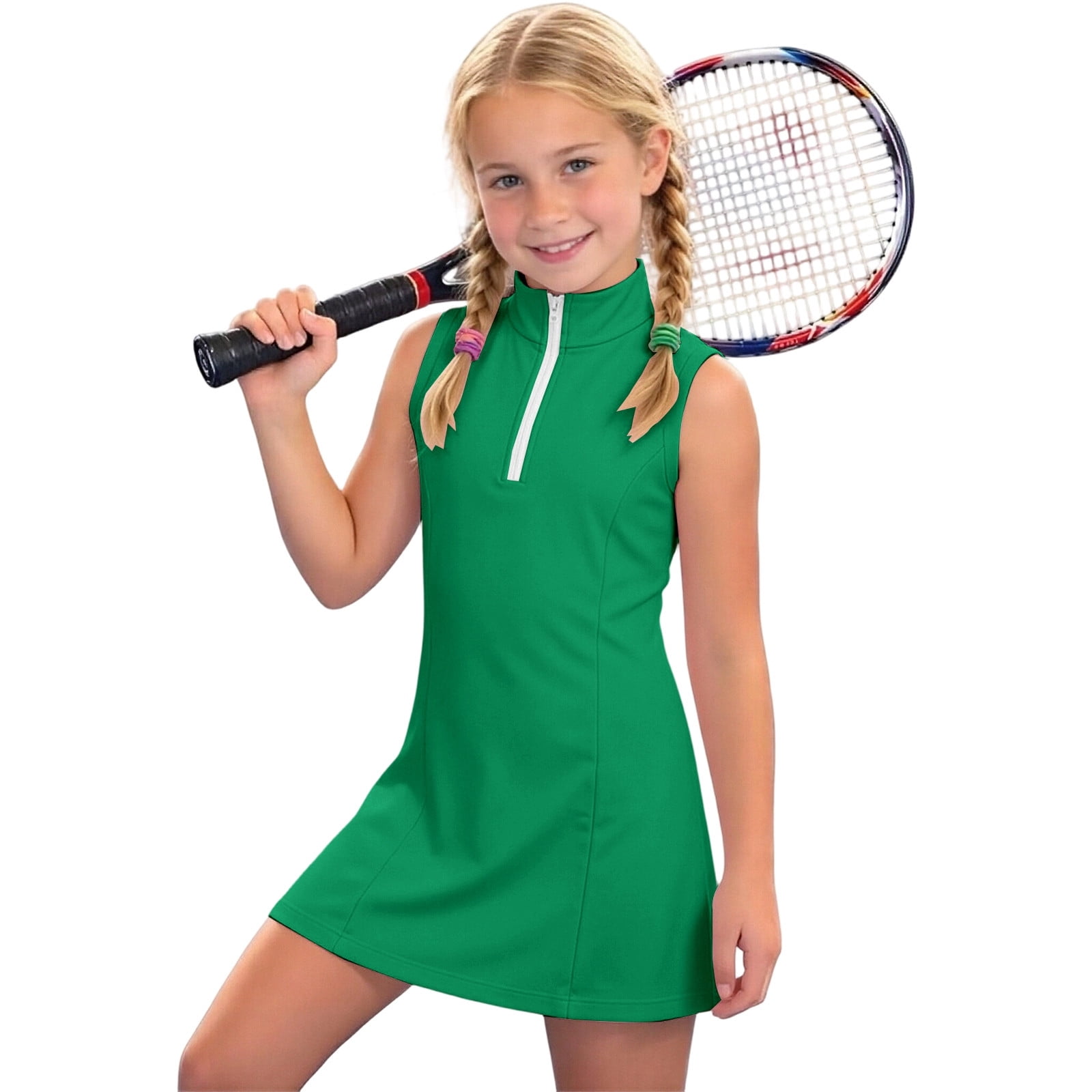 CAIVO Big Girls Summer Shift Dress Athletic Trendy Sleeveless Zipper ...