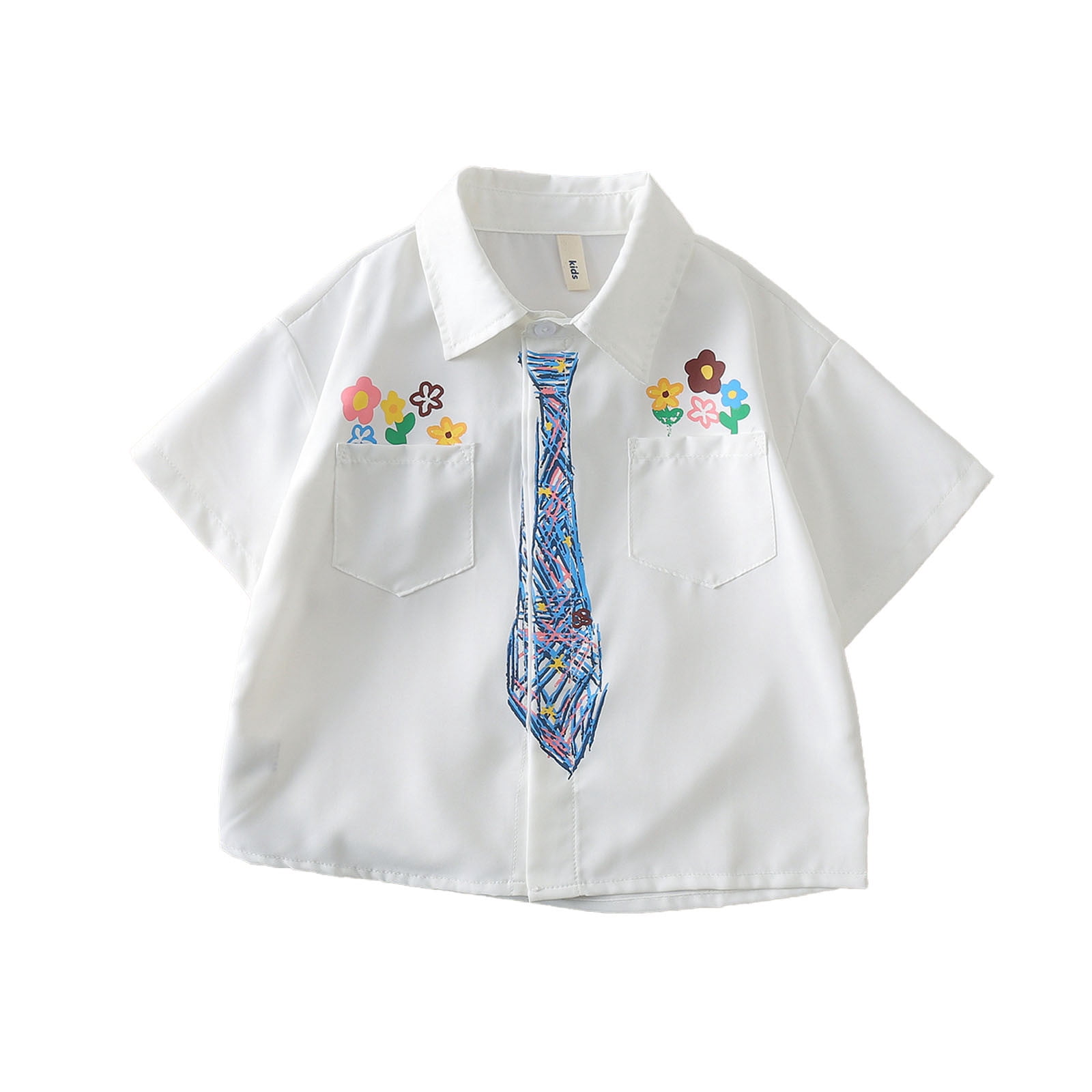 CAIVO Blouse Cool Summer Boys Short Sleeve Shirt With Cute Cartoon ...
