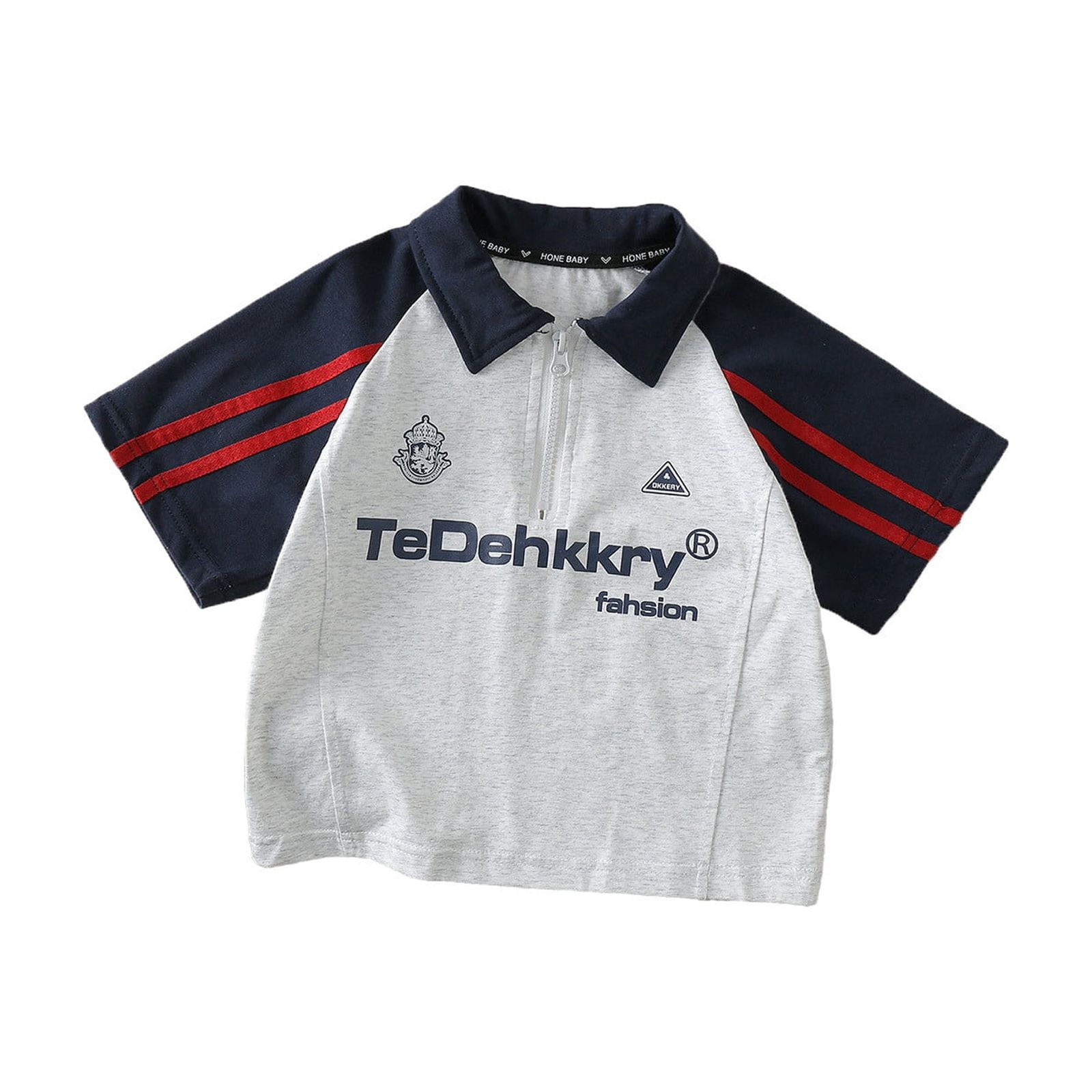 CAIVO Boys Blouse Summer Short Sleeve Shirt Color Letter Print Collar ...