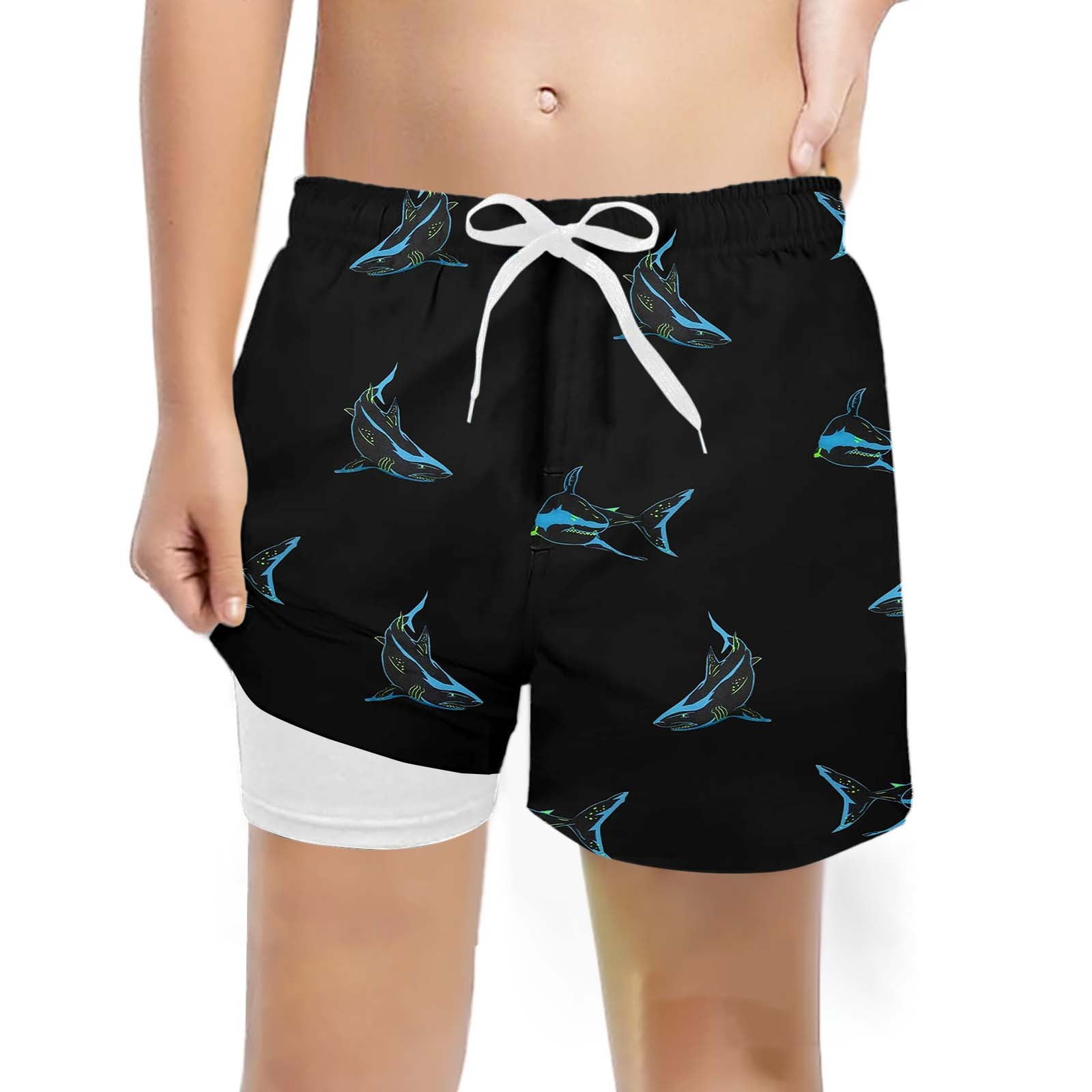 CAIVO Boys Fashion Swim Trunks Beach Bottoms With Compression Liner ...