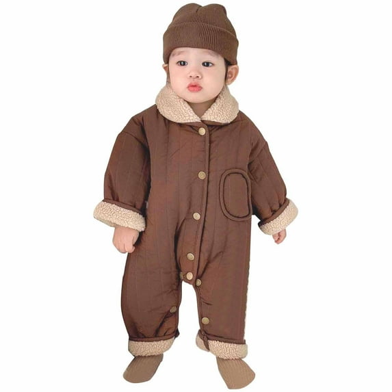 CAIVO Boys Girls Long Sleeve Solid Color Romper Jumpsuit Trendy Onesie ...