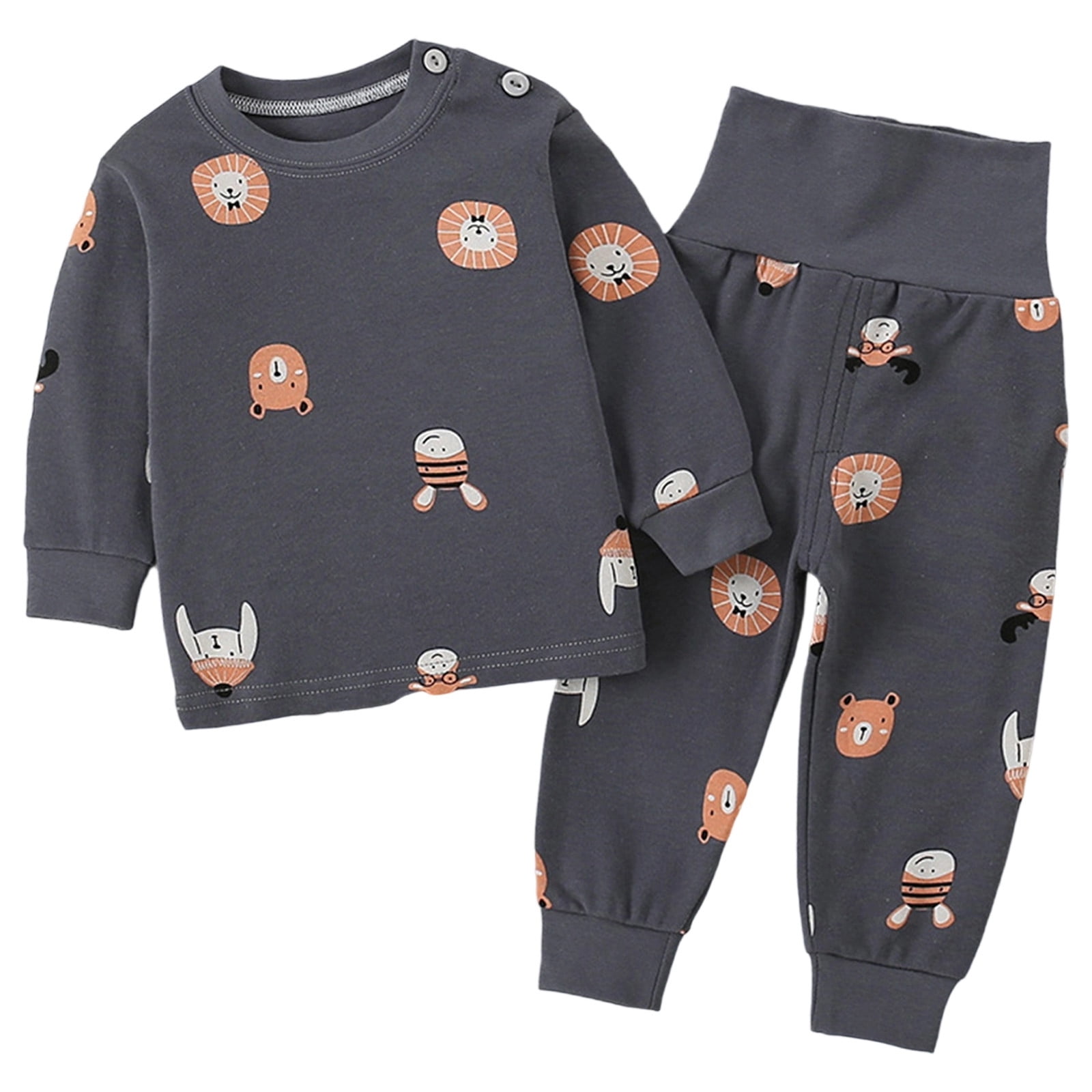 CAIVO Boys Thermal Nightwear High Waist Warm Base Layer Long Sleeve O ...