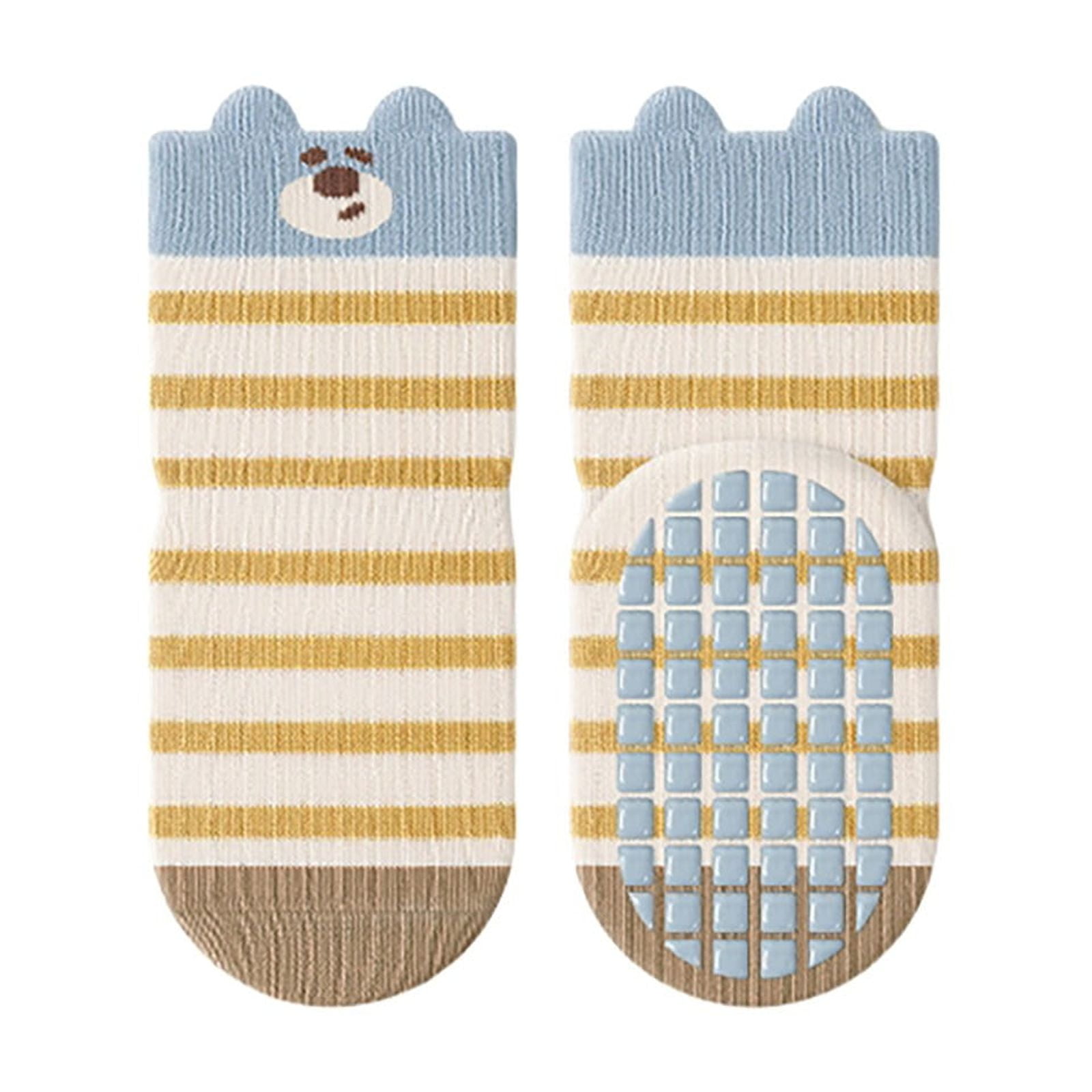 CAIVO Cartoon Striped Baby Socks Toddler Learning To Walk Soft Sole ...