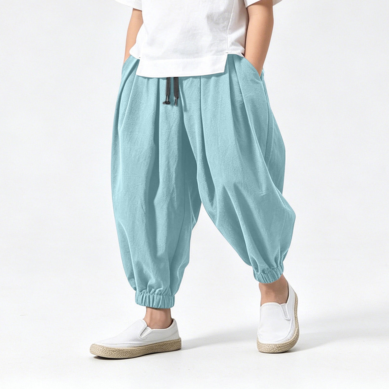 CAIVO Child Boys Ankle-Tied Jogger Pants Casual Loose Fit Summer ...