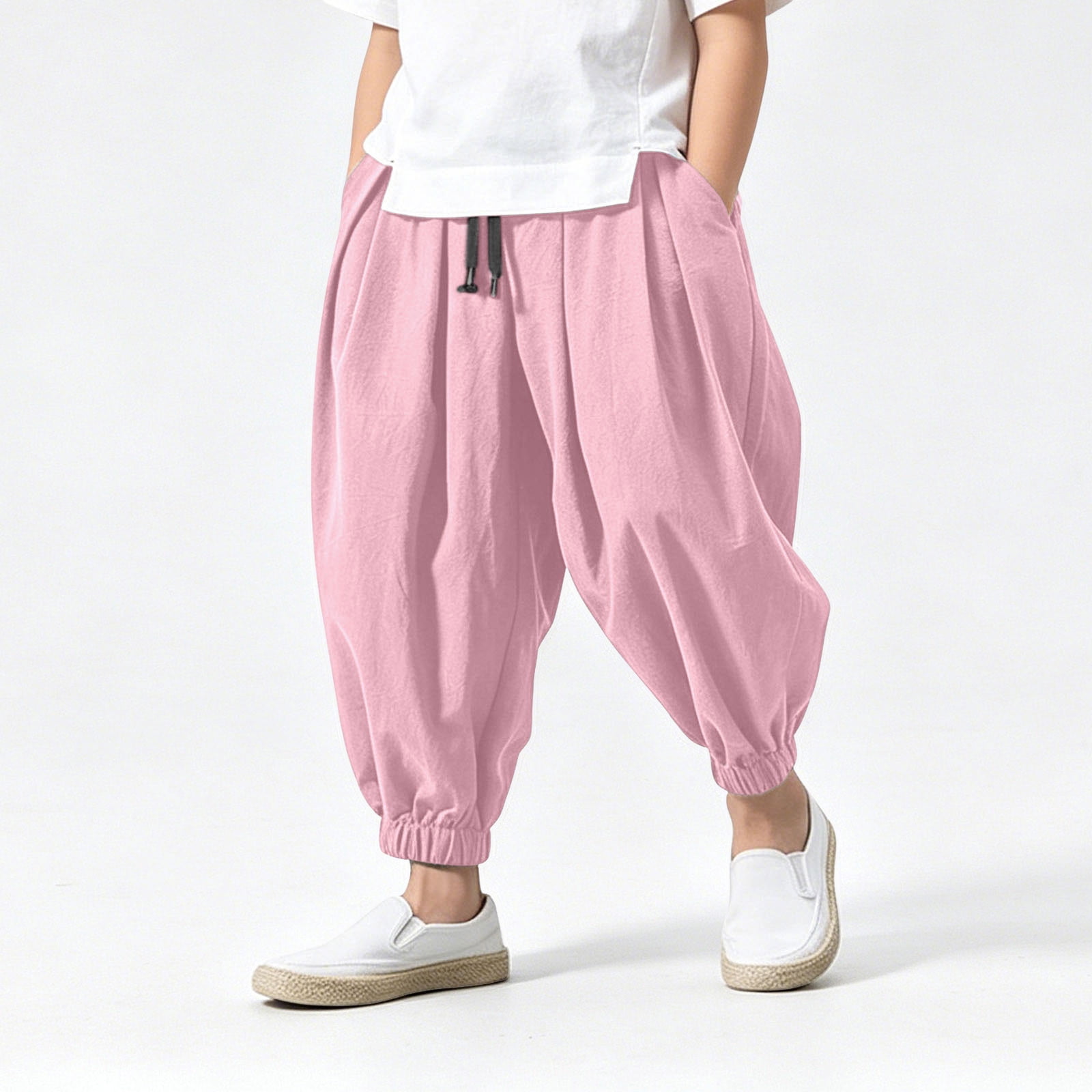 CAIVO Child Boys Ankle-Tied Jogger Pants Casual Loose Fit Summer ...