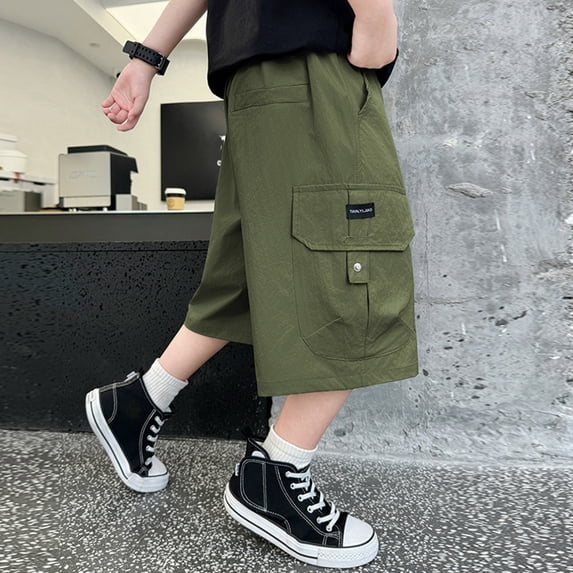 CAIVO Child Boys Casual Cargo Shorts Summer Lightweight Loose Fit ...