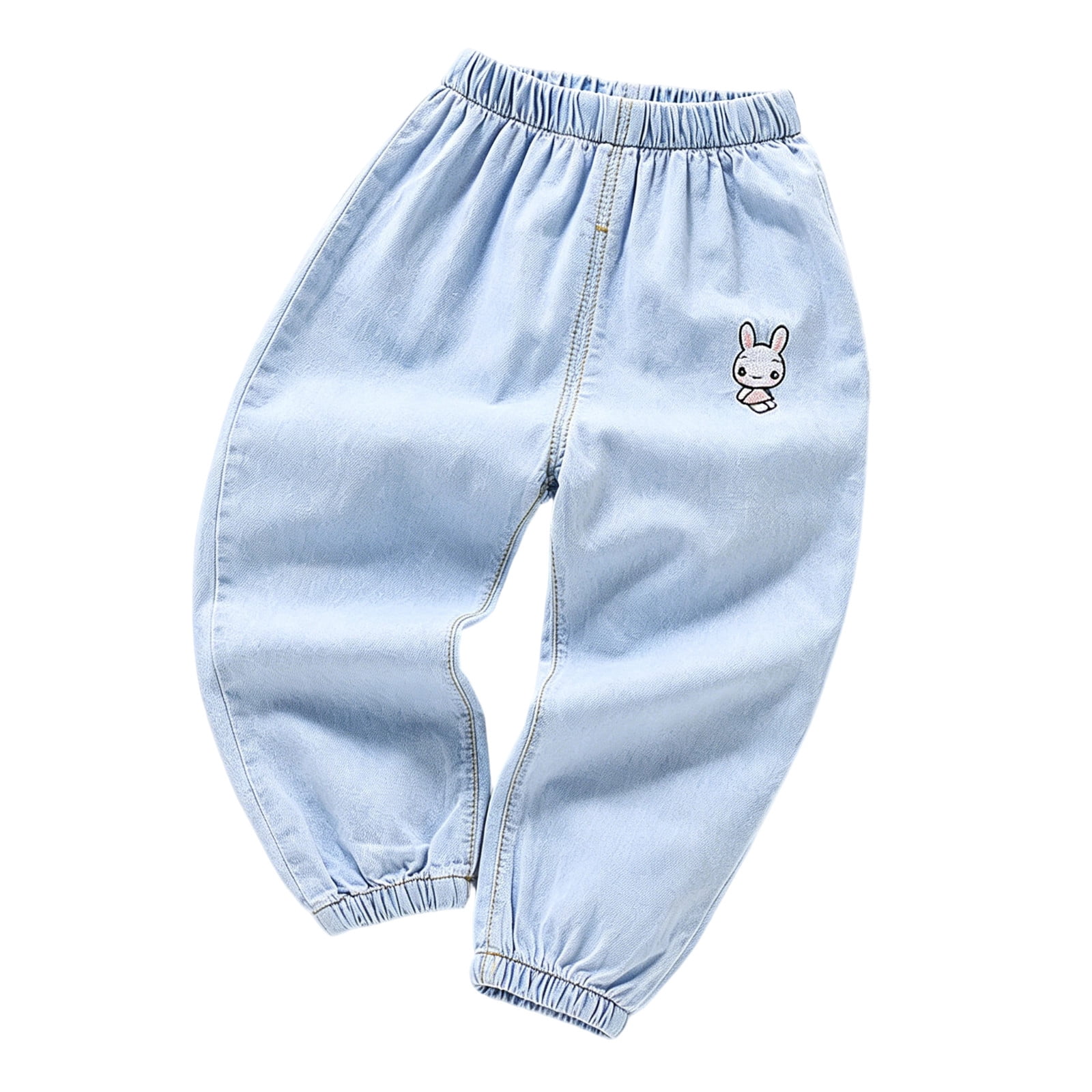 CAIVO Child Boys Girls Blue Denim Pants Summer Casual Loose Fit Cartoon ...