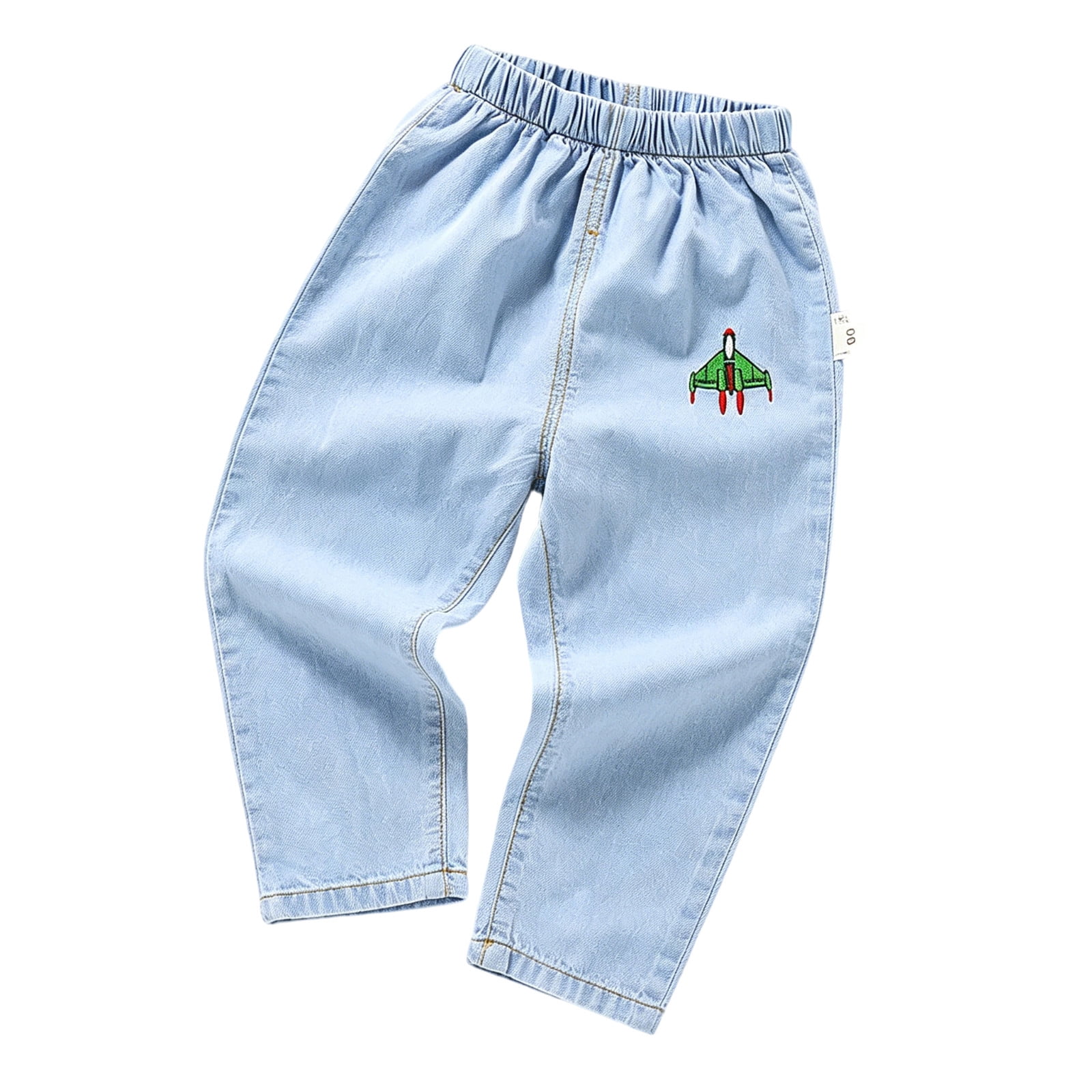CAIVO Child Boys Girls Blue Denim Pants Summer Casual Loose Fit Cartoon ...