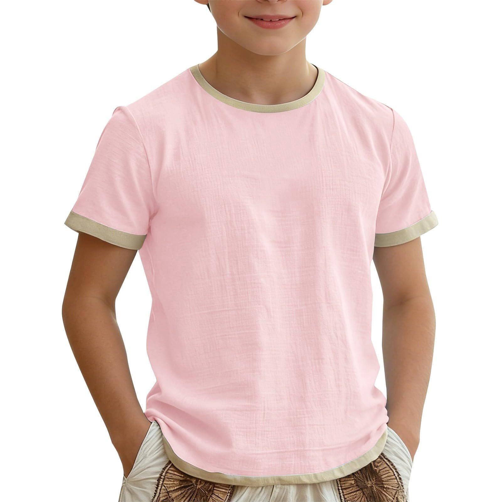 CAIVO Child Boys T-Shirts Summer Casual Short Sleeve Tee Blend Round ...