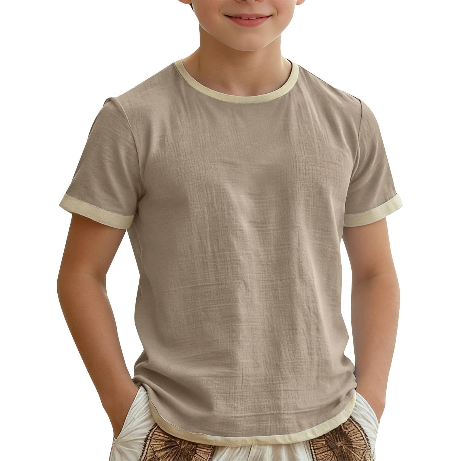 CAIVO Child Boys T-Shirts Summer Casual Short Sleeve Tee Blend Round ...