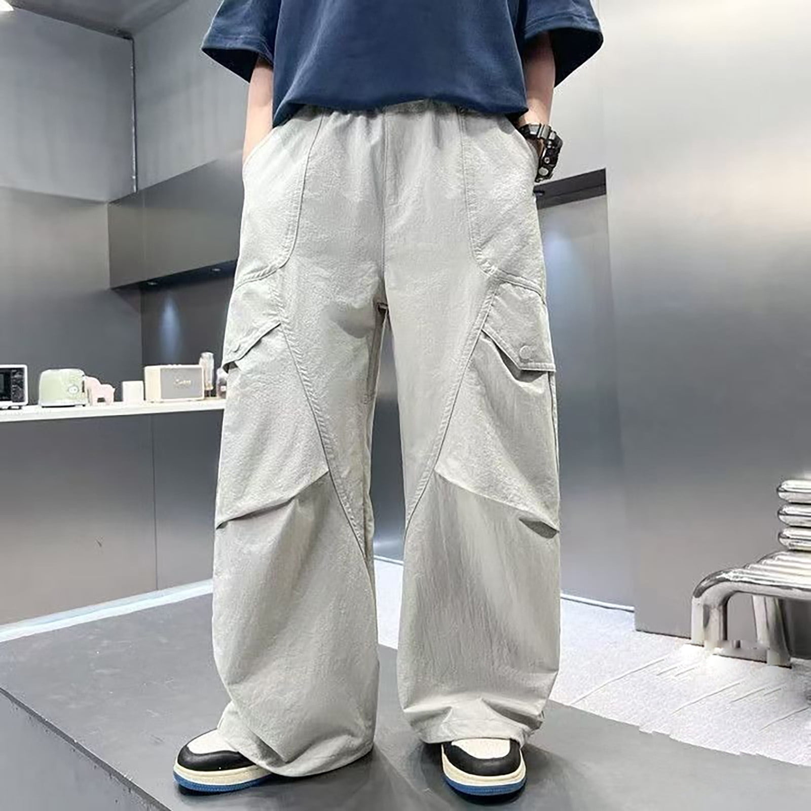 CAIVO Child Cargo Pants For Boys Casual High Waisted Loose Fit Pockets ...