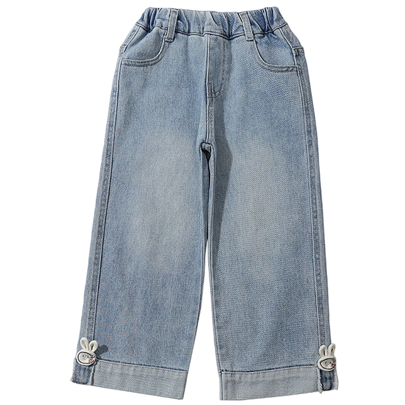CAIVO Child Girls Blue Denim Pants Casual Stretchy Jeans For Toddler ...