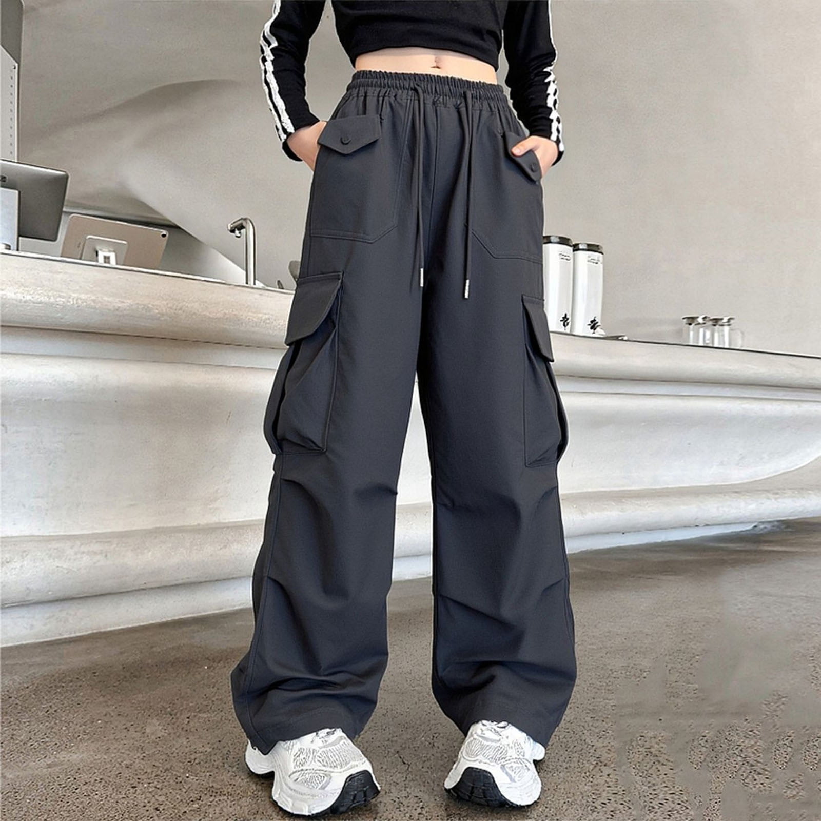 CAIVO Child Girls Cargo Pants Wide Leg Casual Summer Trousers ...