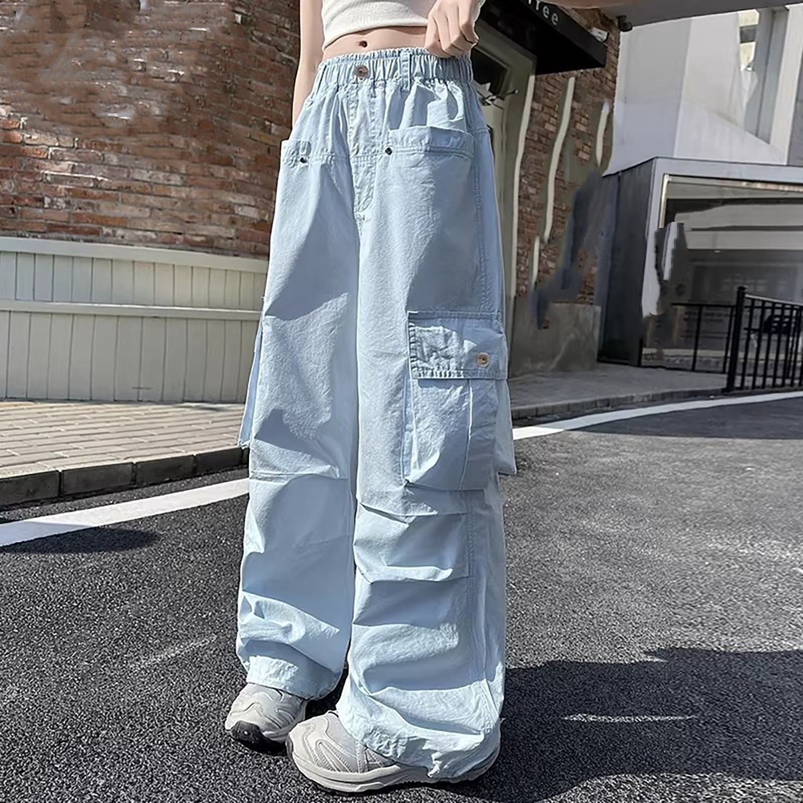 CAIVO Child Girls Casual Cargo Pants Summer Versatile Kids Straight Leg ...