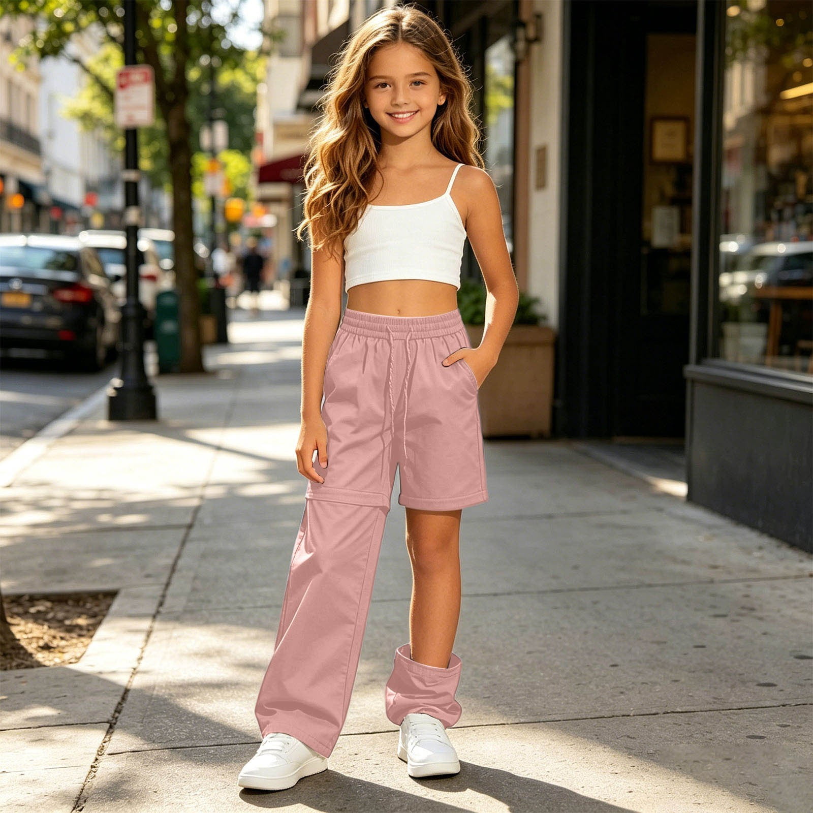 CAIVO Child Girls Casual Long Pants Outdoor Hiking Summer Trousers ...