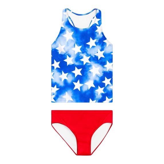 CAIVO Child Girls Independent Day Swimsuit 2 Piece Set Round Neck ...