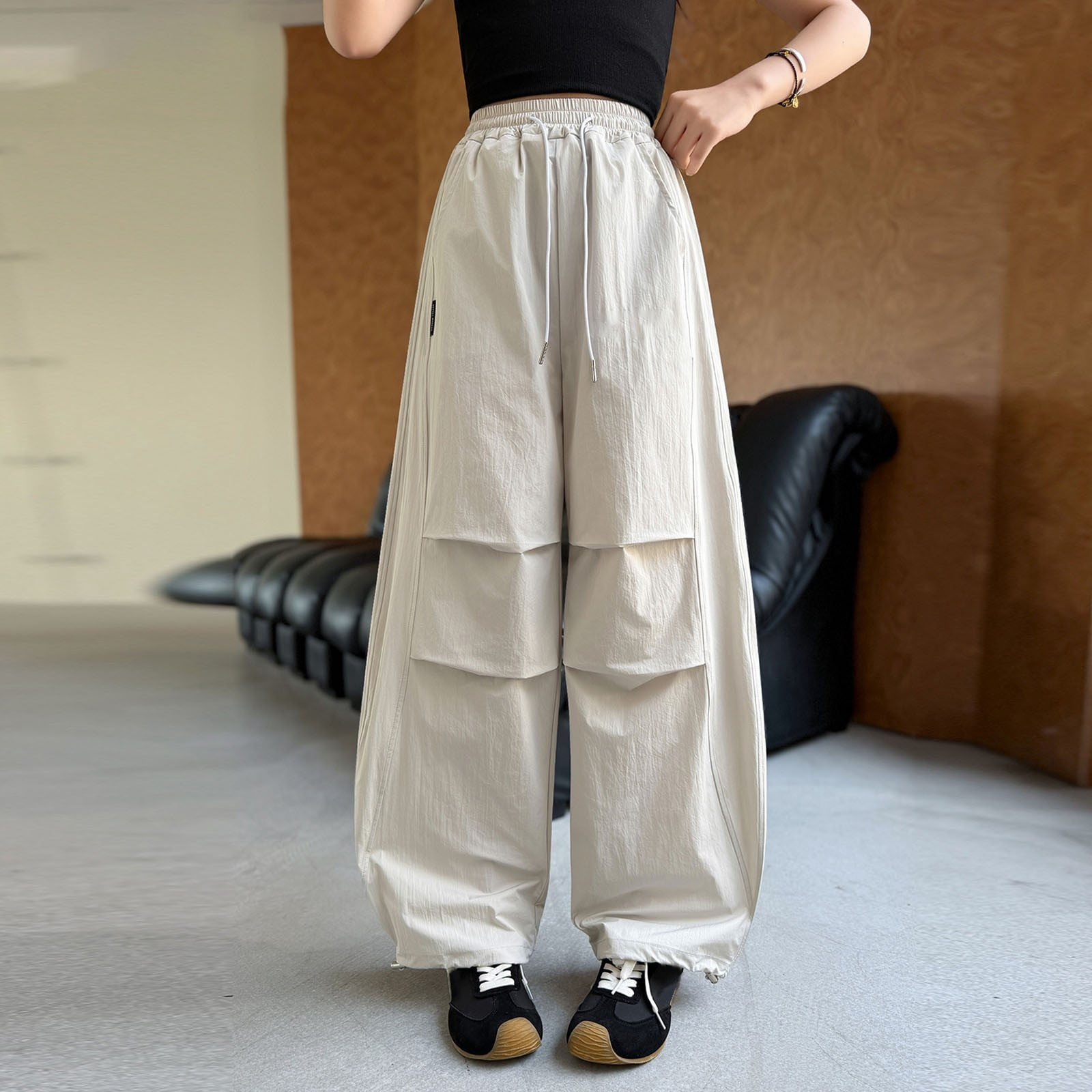 CAIVO Child Girls Lightweight Cargo Pants Loose Wide Leg Harem Style ...