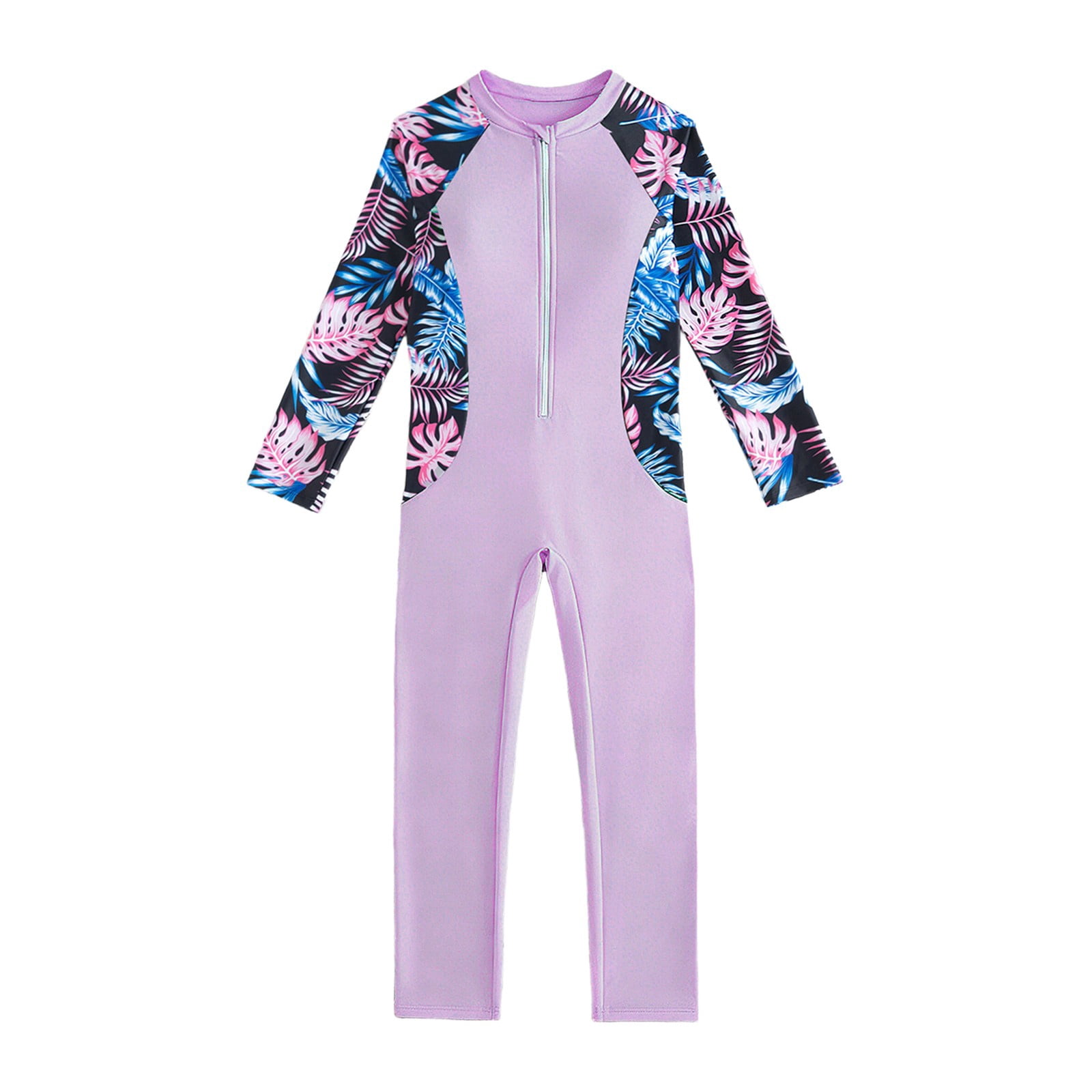 CAIVO Child Girls One-Piece Rash Guard Swimsuit Kids Long Sleeve ...