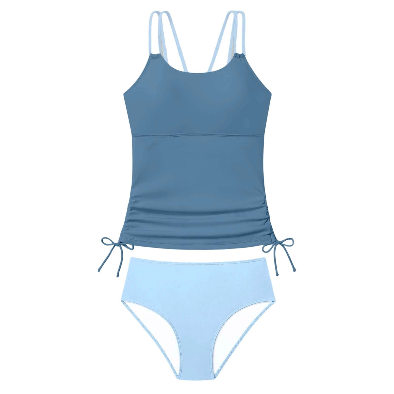CAIVO Child Girls Swimsuit Beach Scoop Neck Spaghetti Strap Tankini Top ...