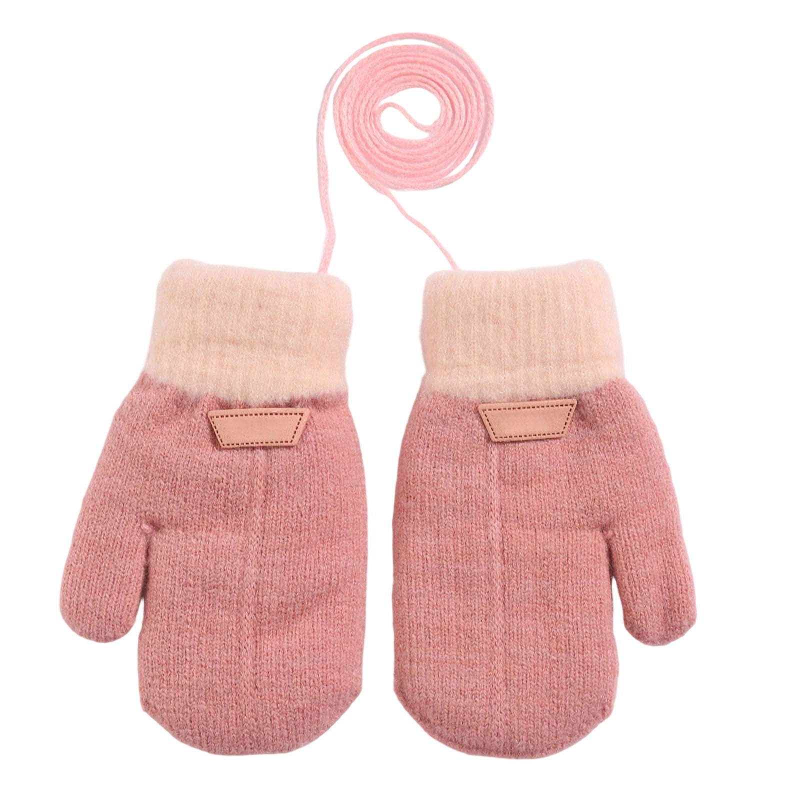 CAIVO Child Gloves Kids Winter Mittens With Detachable Lanyard Double ...