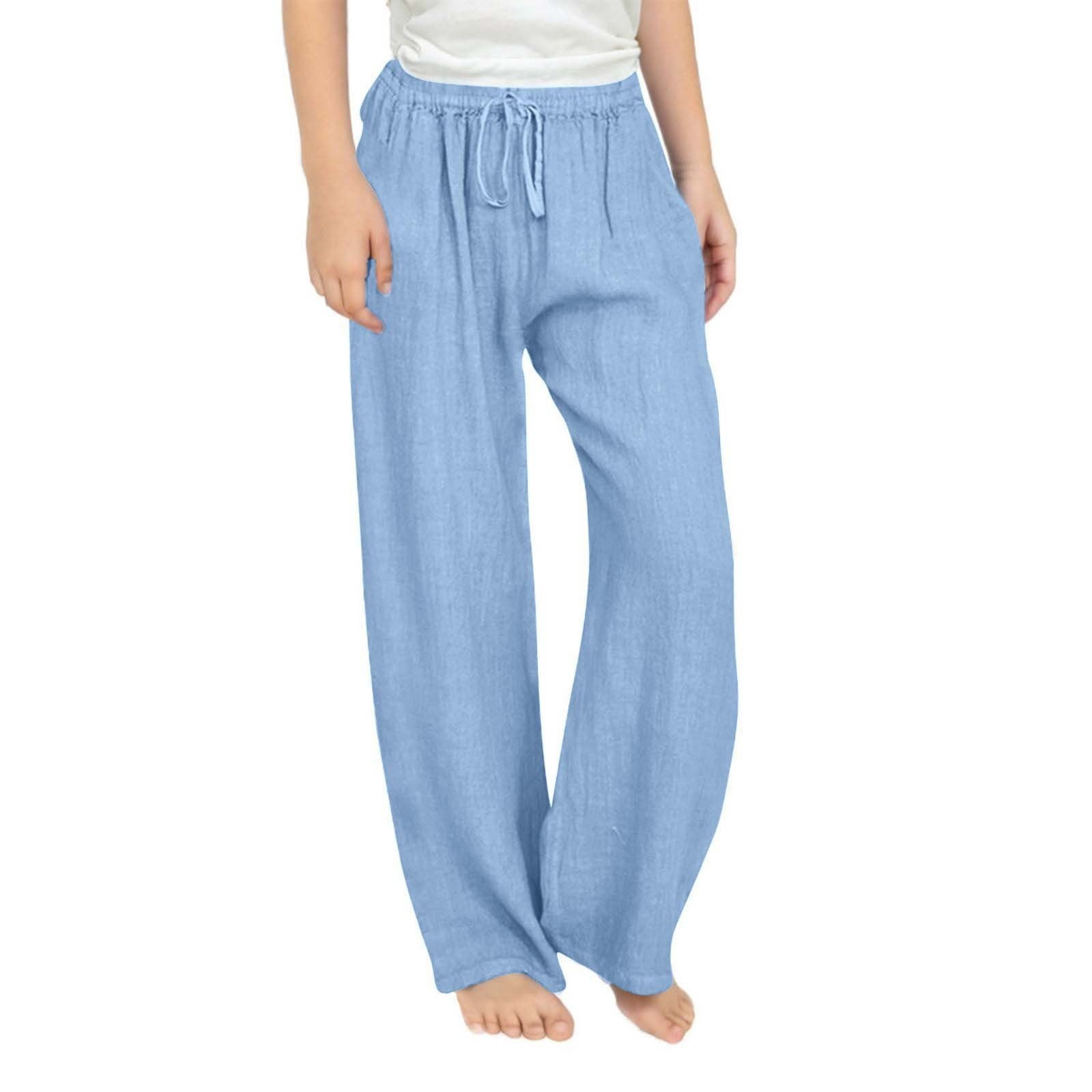 CAIVO Child High Waist Loose Fit Wide Leg Pants For Big Kids Girls Boys ...