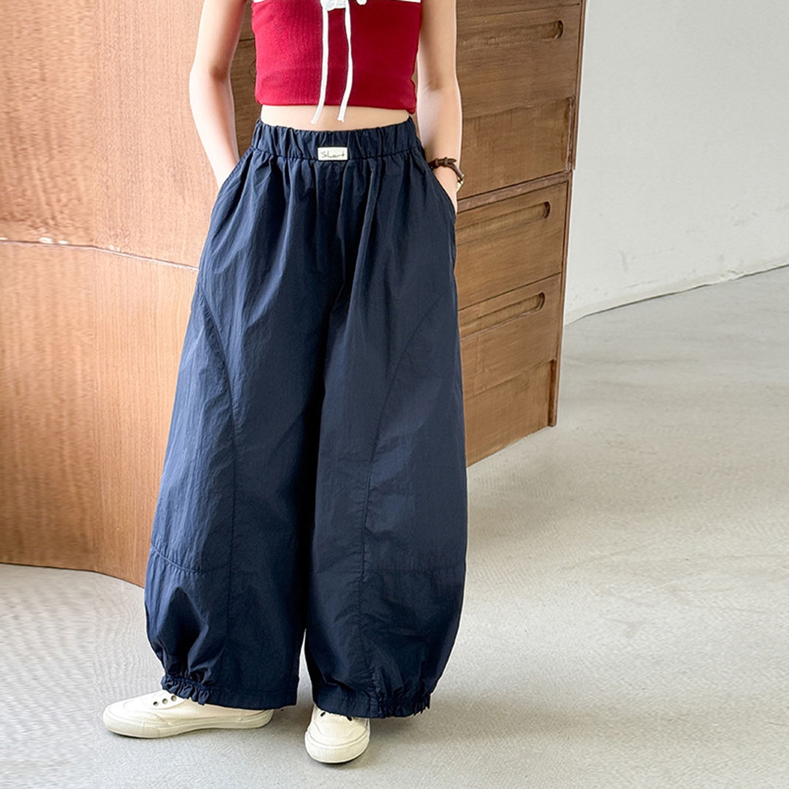 CAIVO Child Lightweight Summer Girls Pants With Relaxed Wide Leg Fit ...