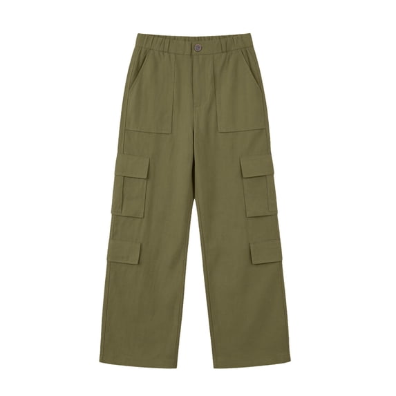 CAIVO Child Stylish Girls Cargo Pants With Zipper Pockets Stretchy ...